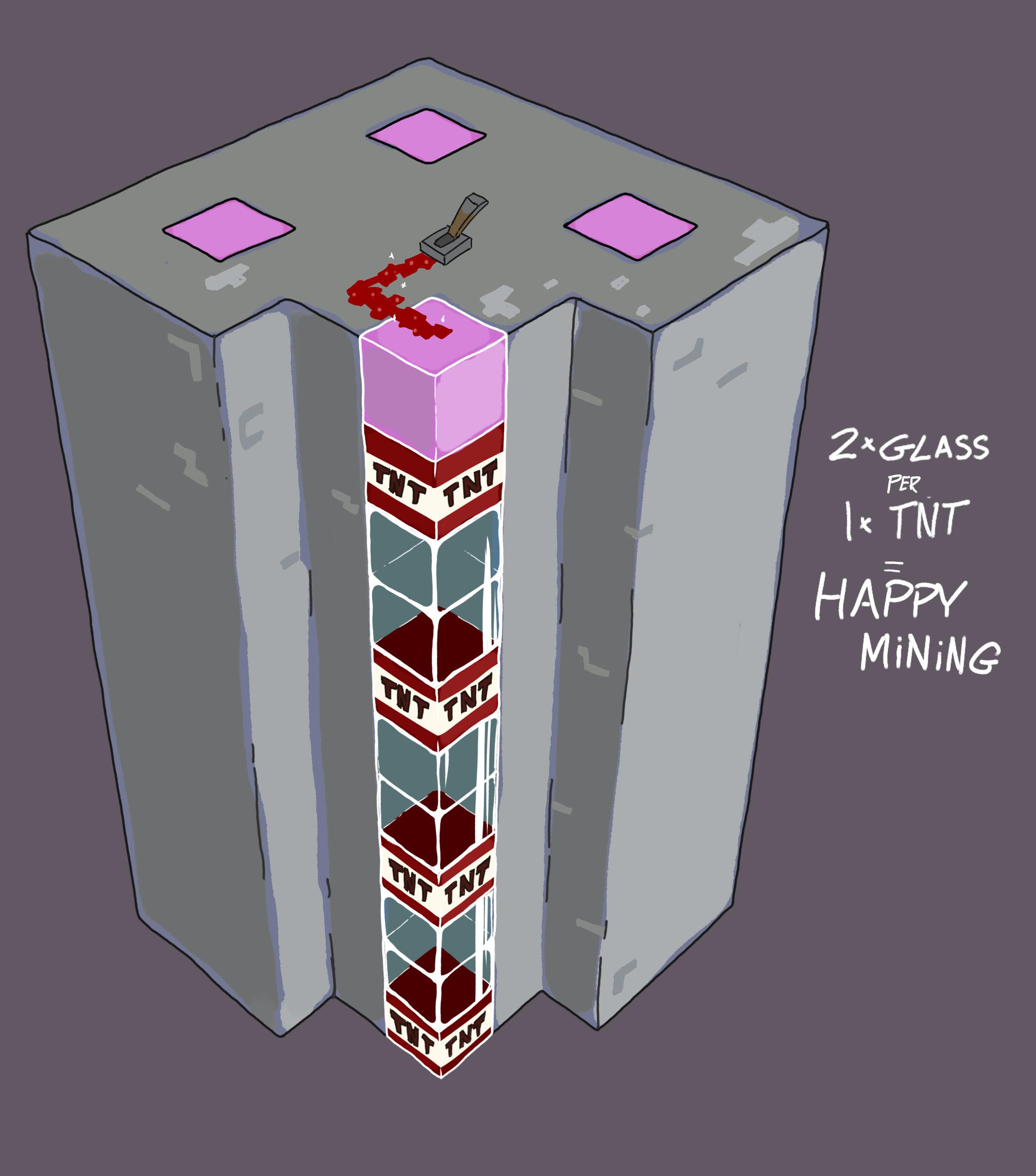 I drew a solution to Grian's TNT mining problem. | Scrolller