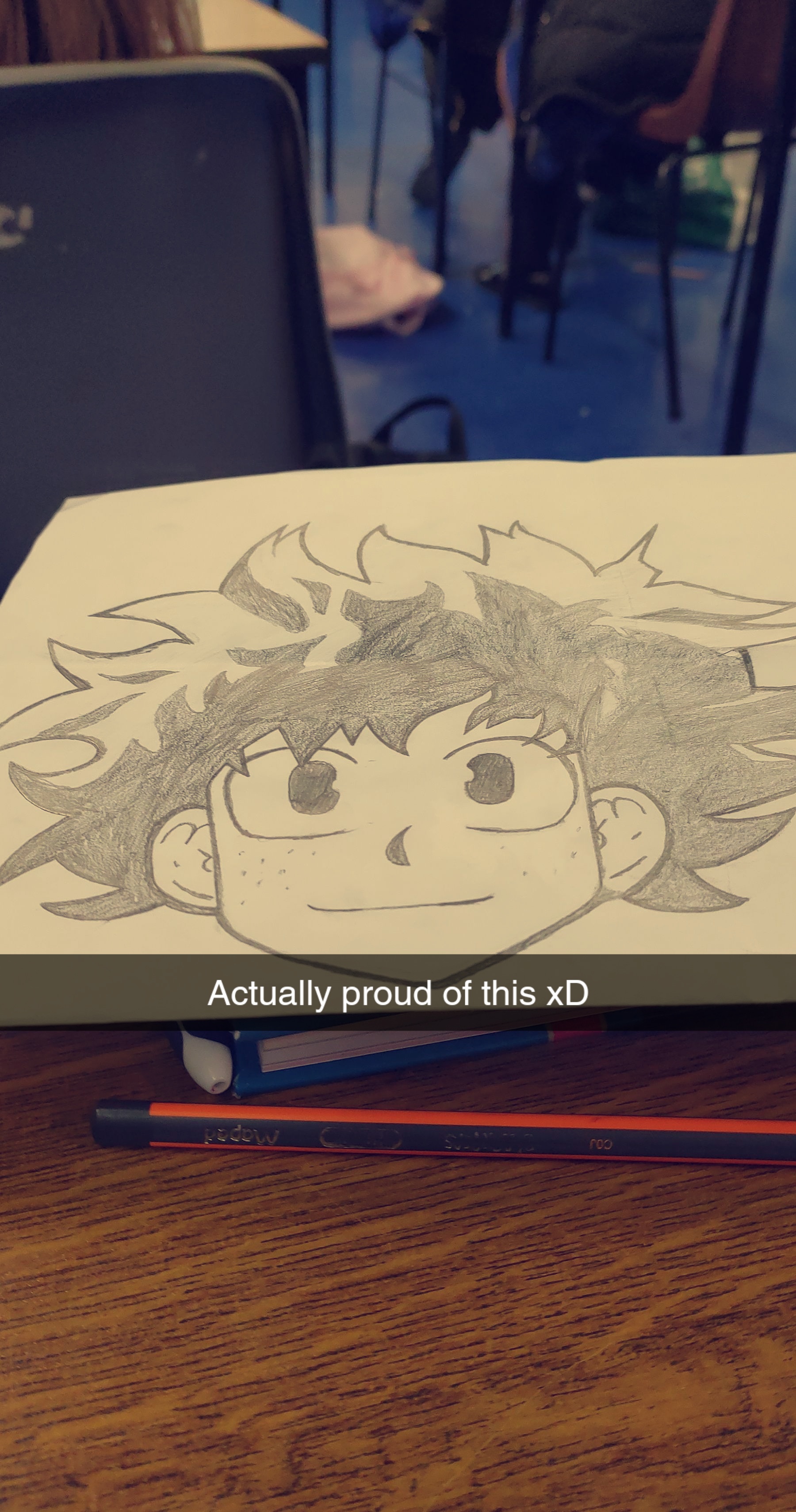 I drew Deku during class, I'm only a beginner drawer so I'm sorry if it's not perfect 😌💞 | Scrolller