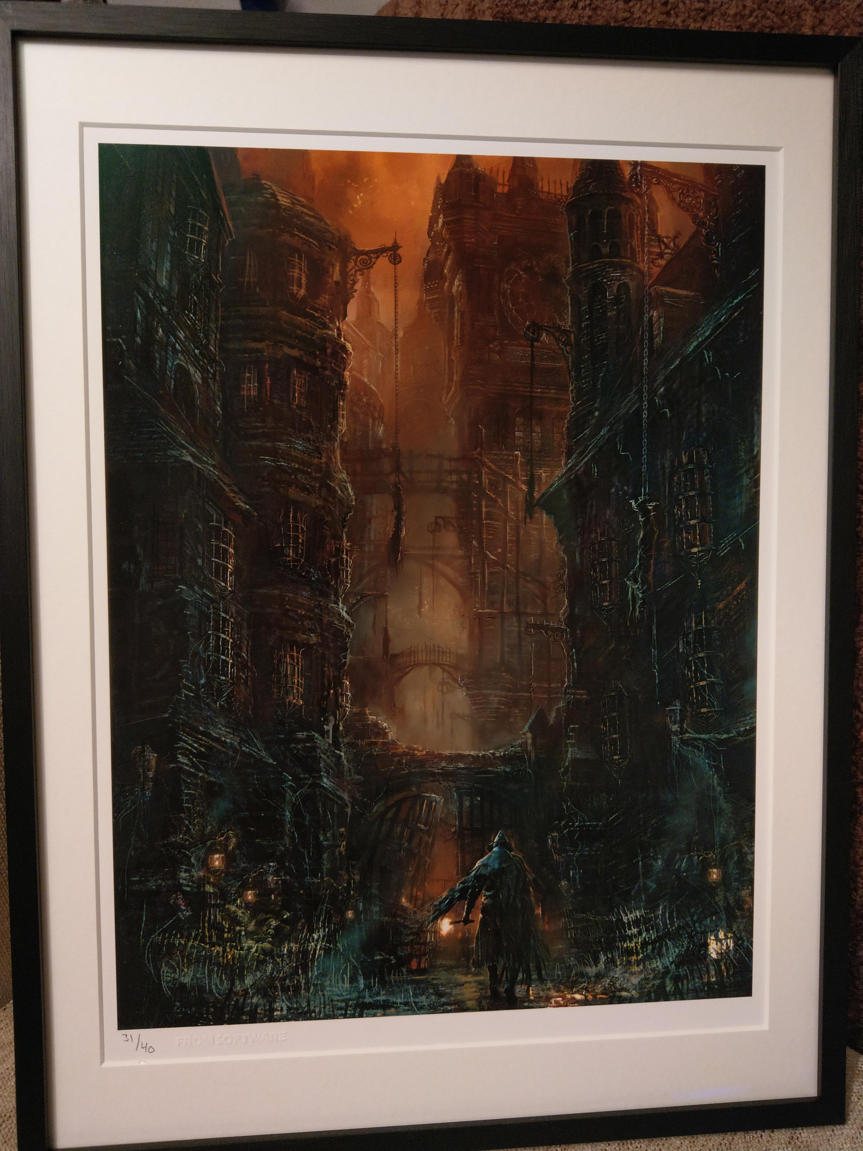 I finally got this limited Old Yharnam print framed! | Scrolller