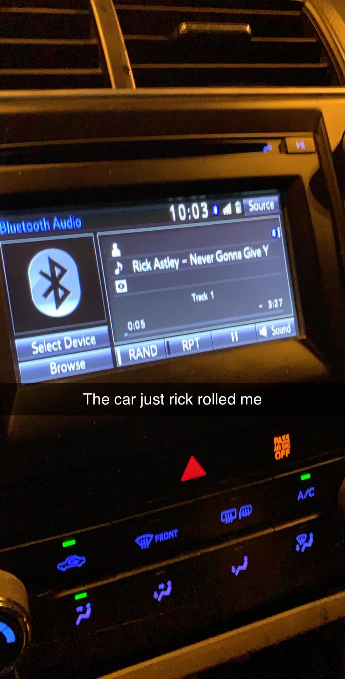 I got rick rolled by my car | Scrolller