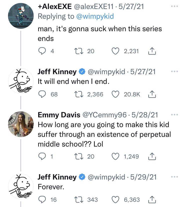 i have a feeling jeff kinney is a robot controlled by manny | Scrolller