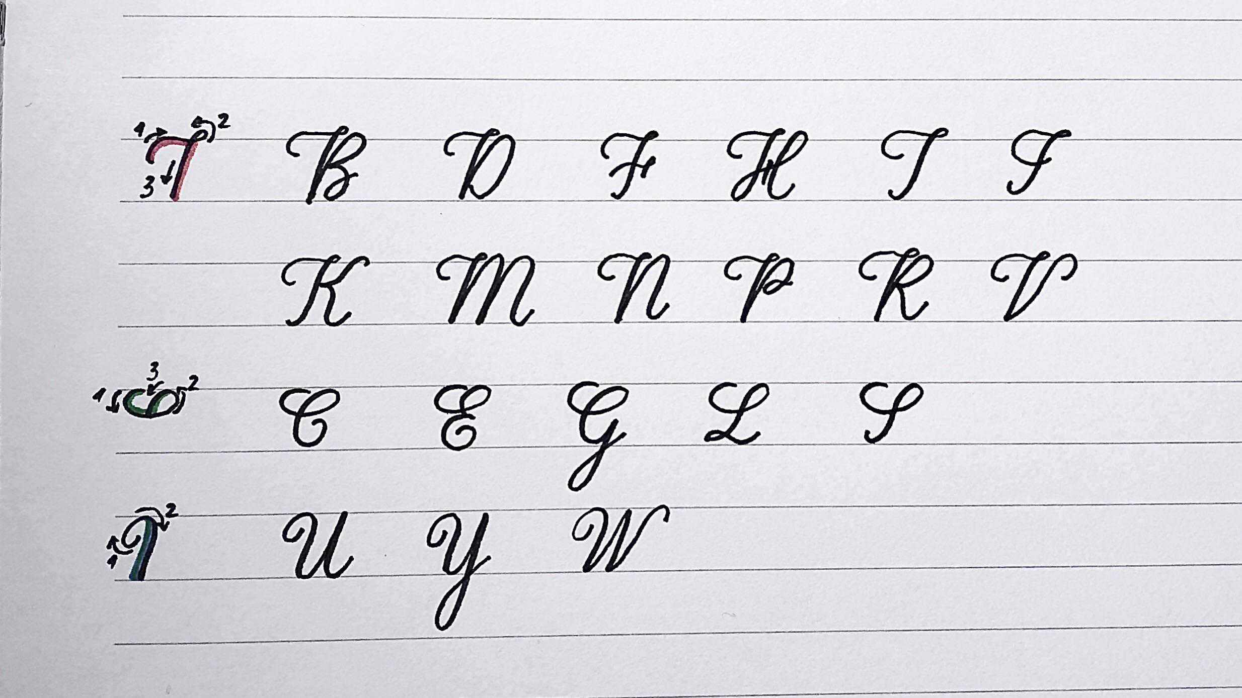 I’m experimenting to construct an easy instruction on how to write the cursive uppercase letters ...