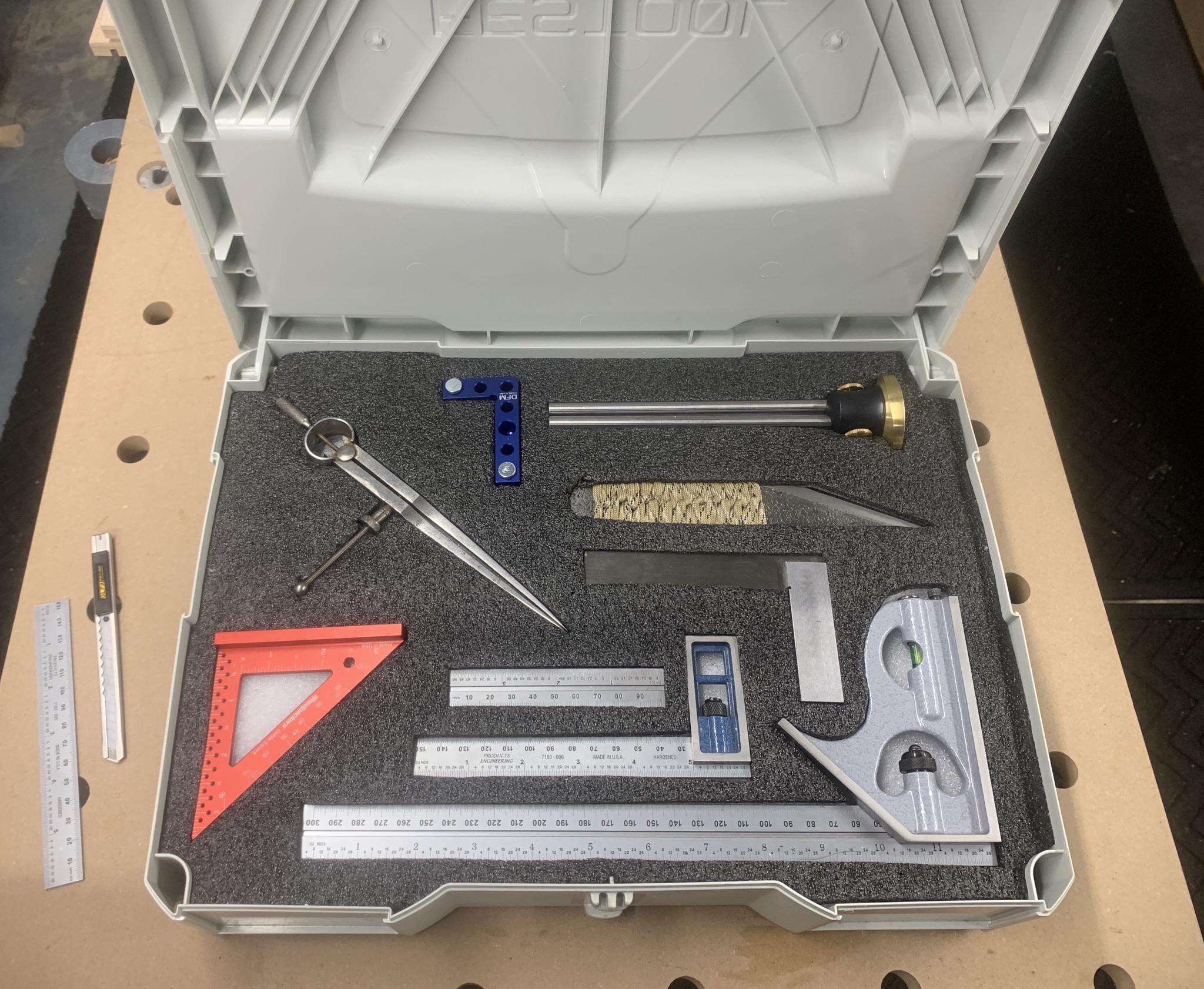 I made a marking and measuring Systainer with hand cut Kaizen foam ...