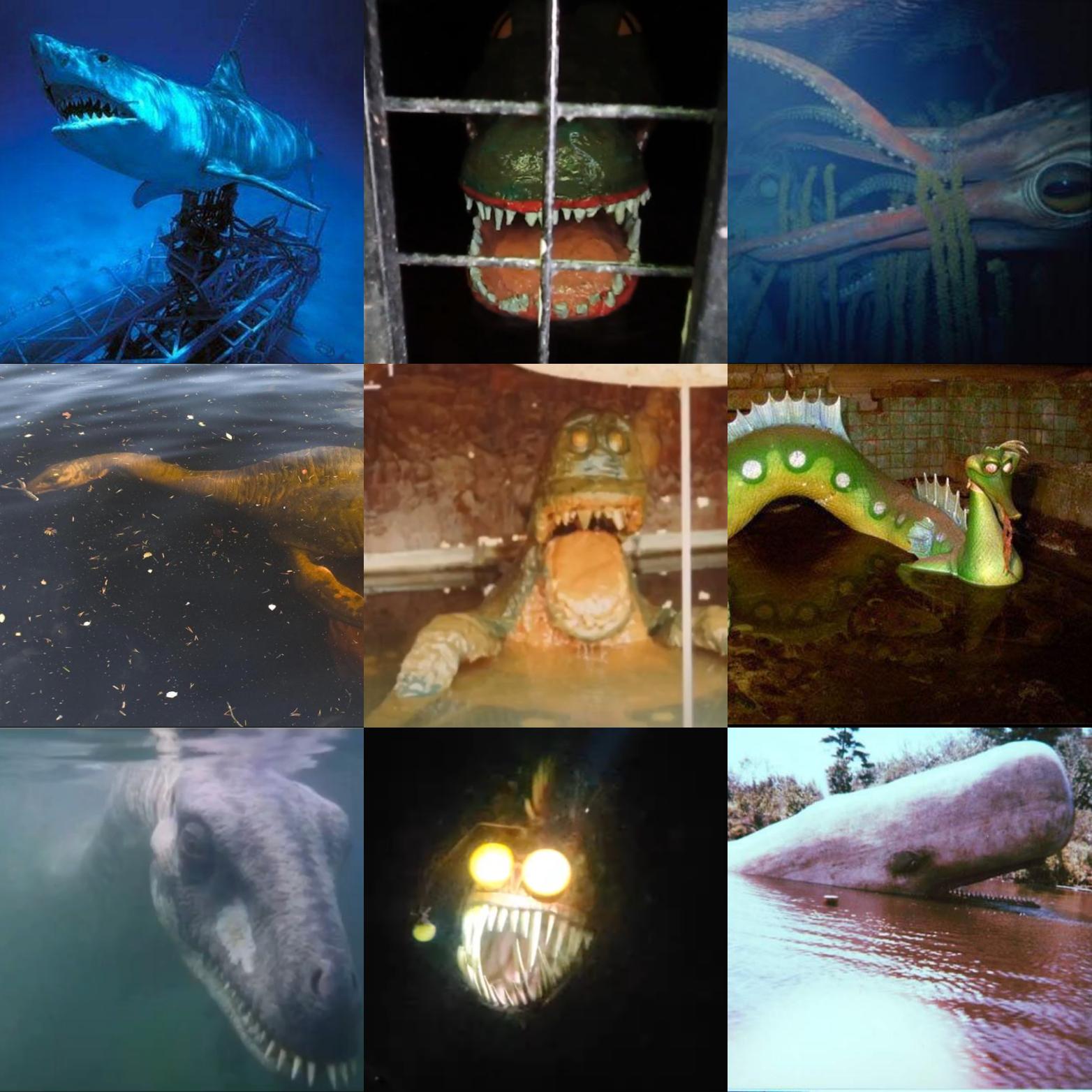 I made a moodboard of my favorite underwater animatronics. The mood is horror and disgusted ...