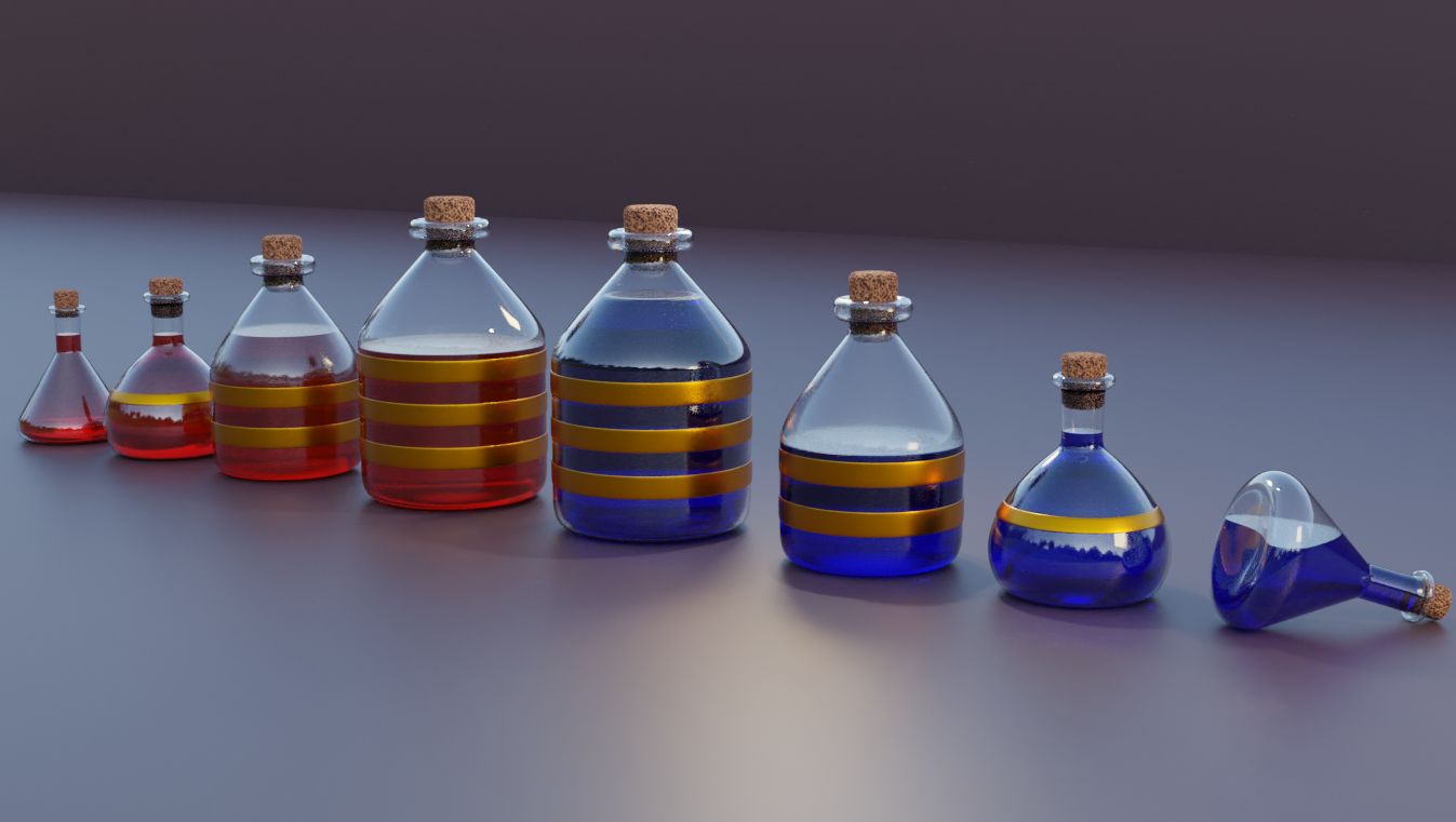 I made all of the healing and mana potions in blender. I hope you will enjoy. | Scrolller