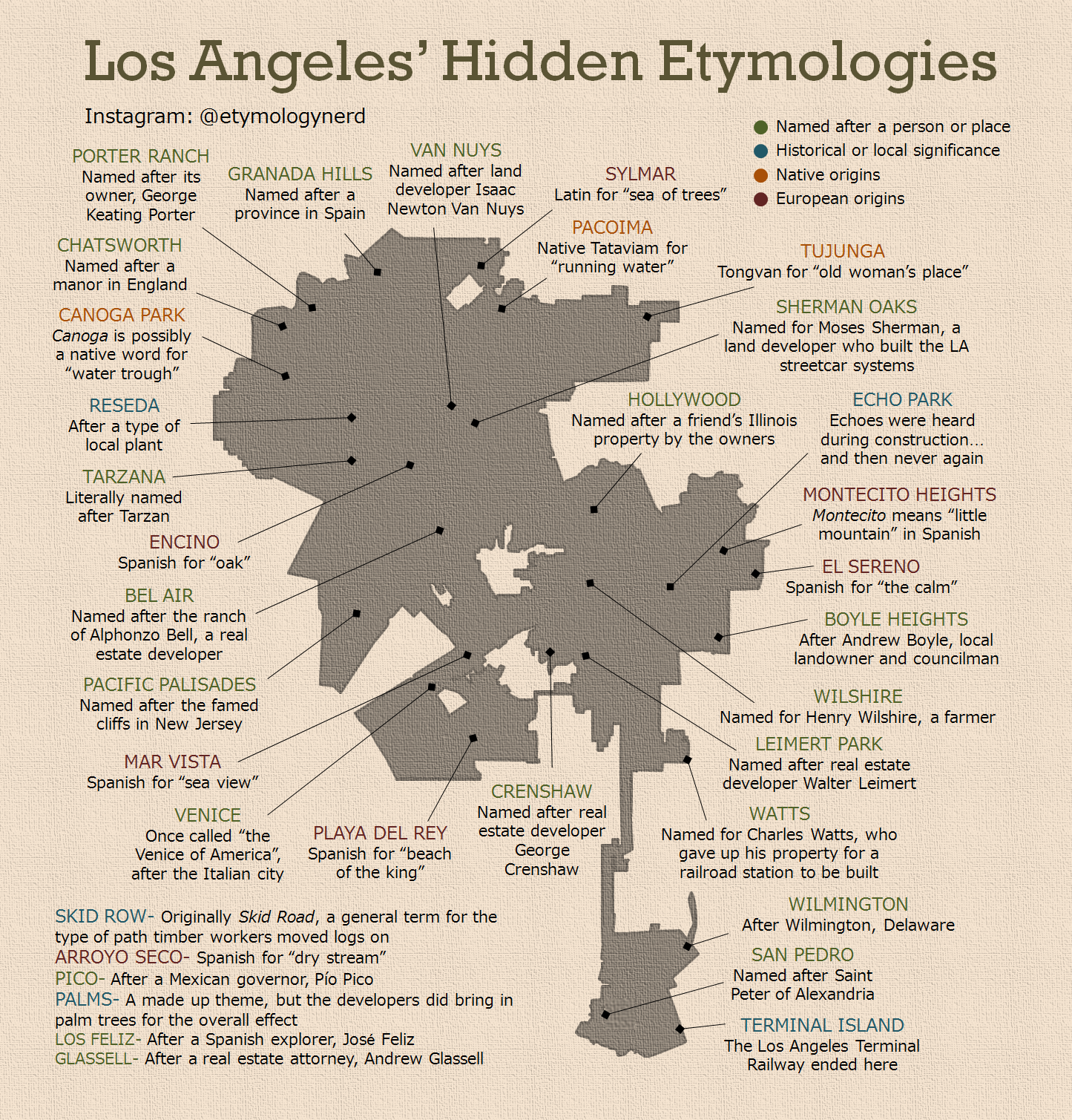 I made an infographic on the origins behind the names for LA's neighborhoods | Scrolller