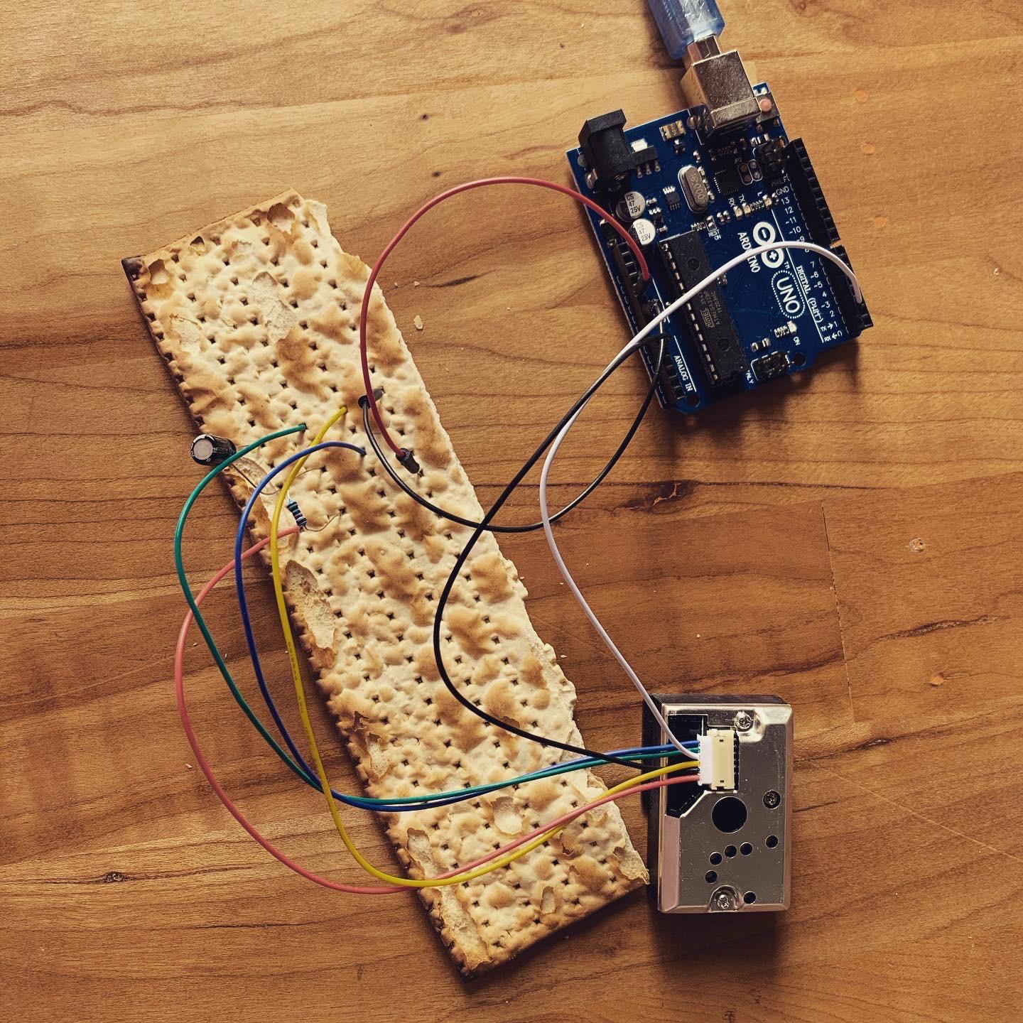 I made my air pollution monitor Kosher for Passover with matza breadboard :) | Scrolller