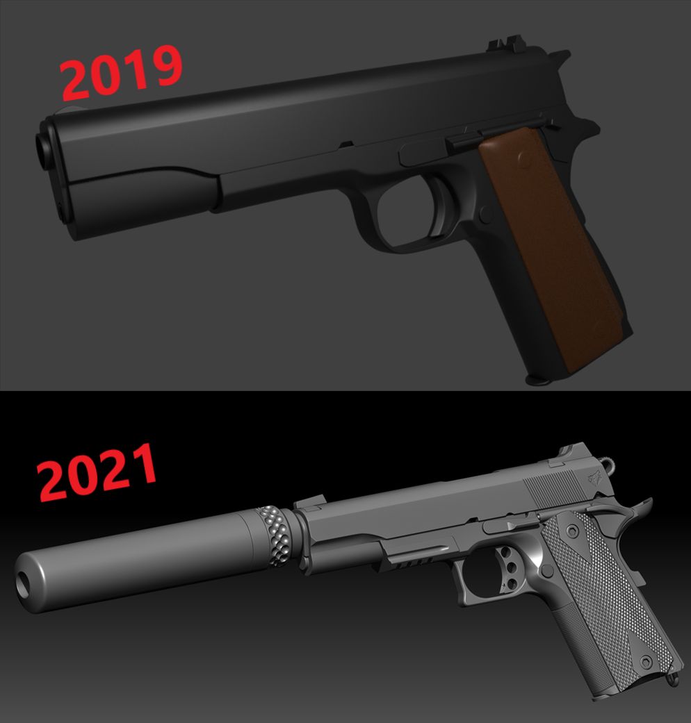 I remade my first ever 3D pistol. | Scrolller