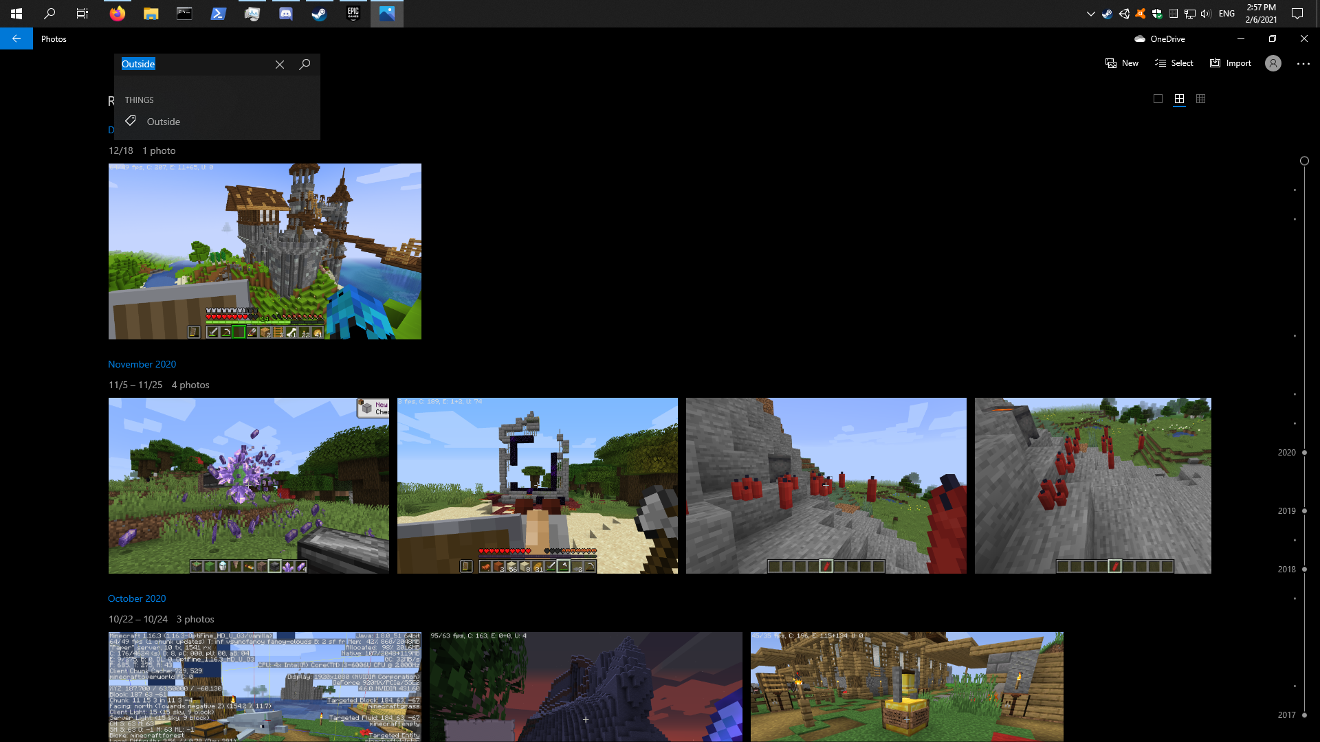 I searched for "outside" in the Photos application: I got minecraft screenshots! | Scrolller