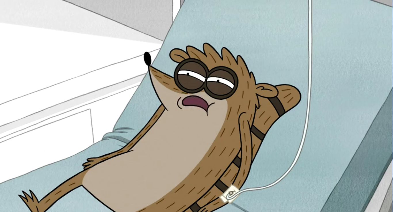 "I thought if I ate really fast, I wouldn't notice."- Classic Rigby | Scrolller