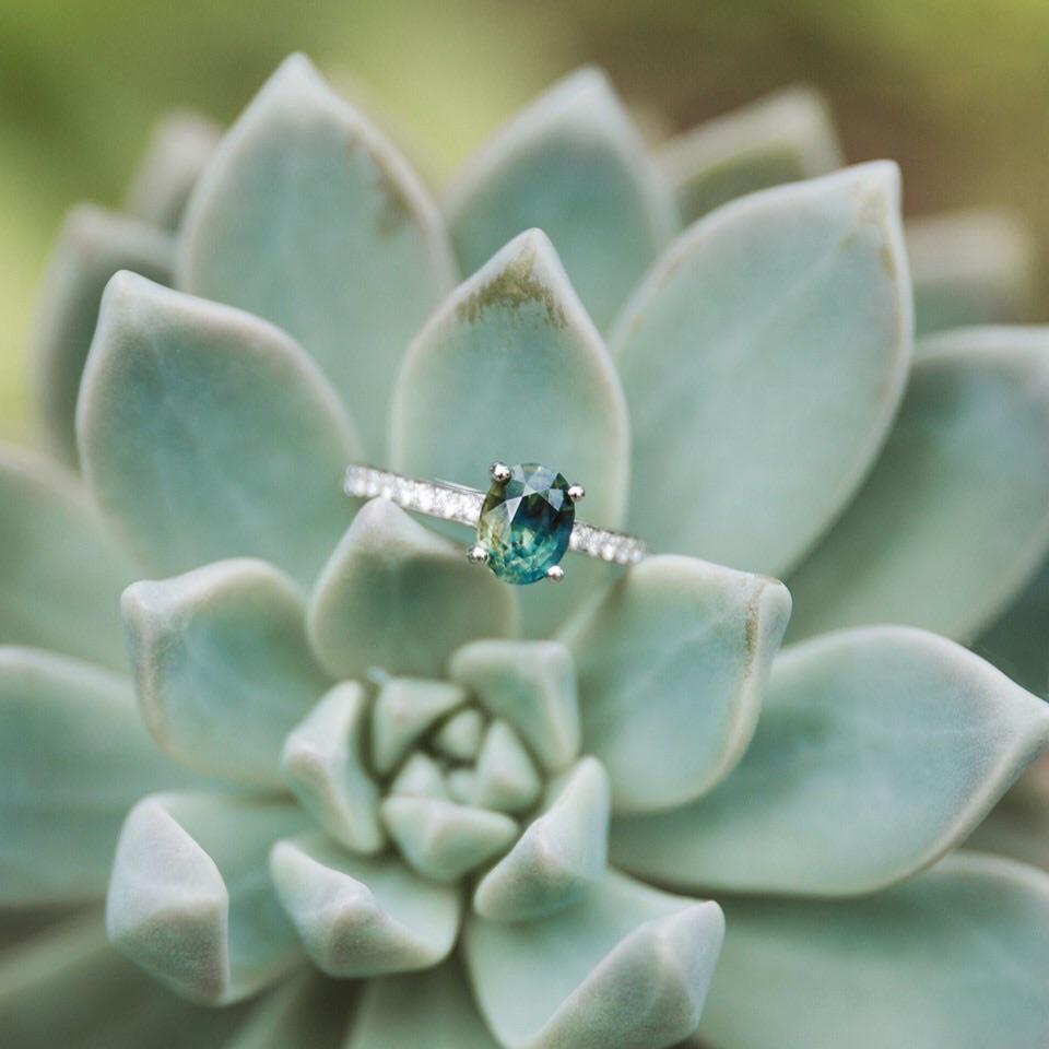 I told my fiancé I preferred a non-diamond ring and he chose this beautiful bicolor sapphire ...