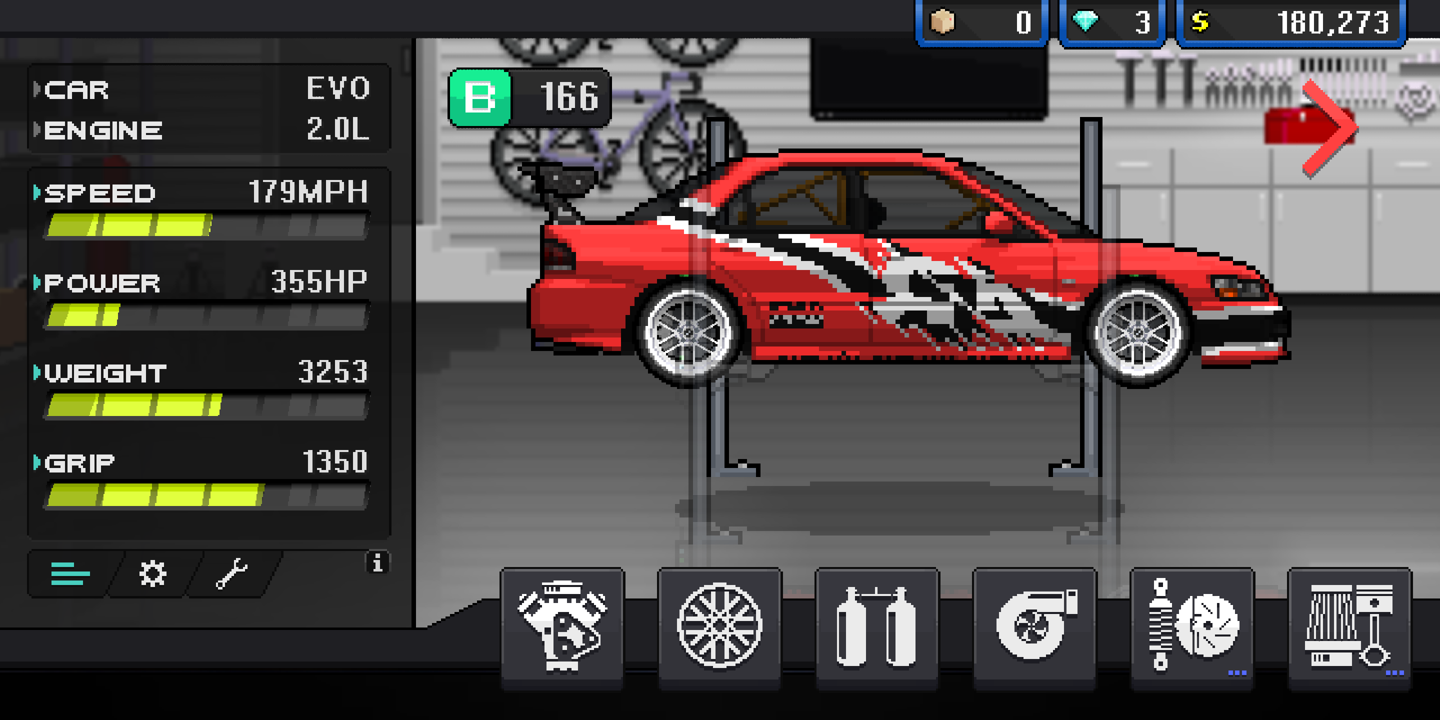 I tried to build the Tokyo drift Evo in pixel car racer how do you think it looks? | Scrolller