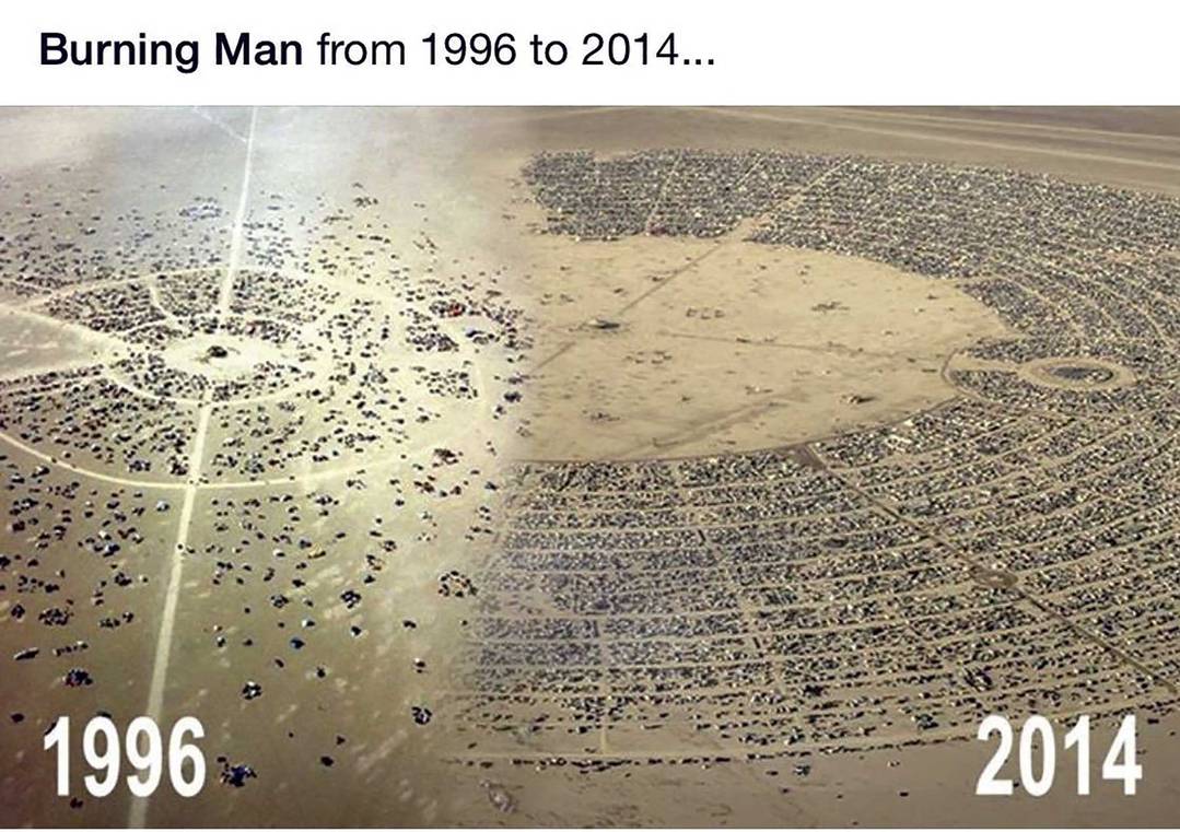Image showing Black Rock City in 1996 vs 2014 | Scrolller