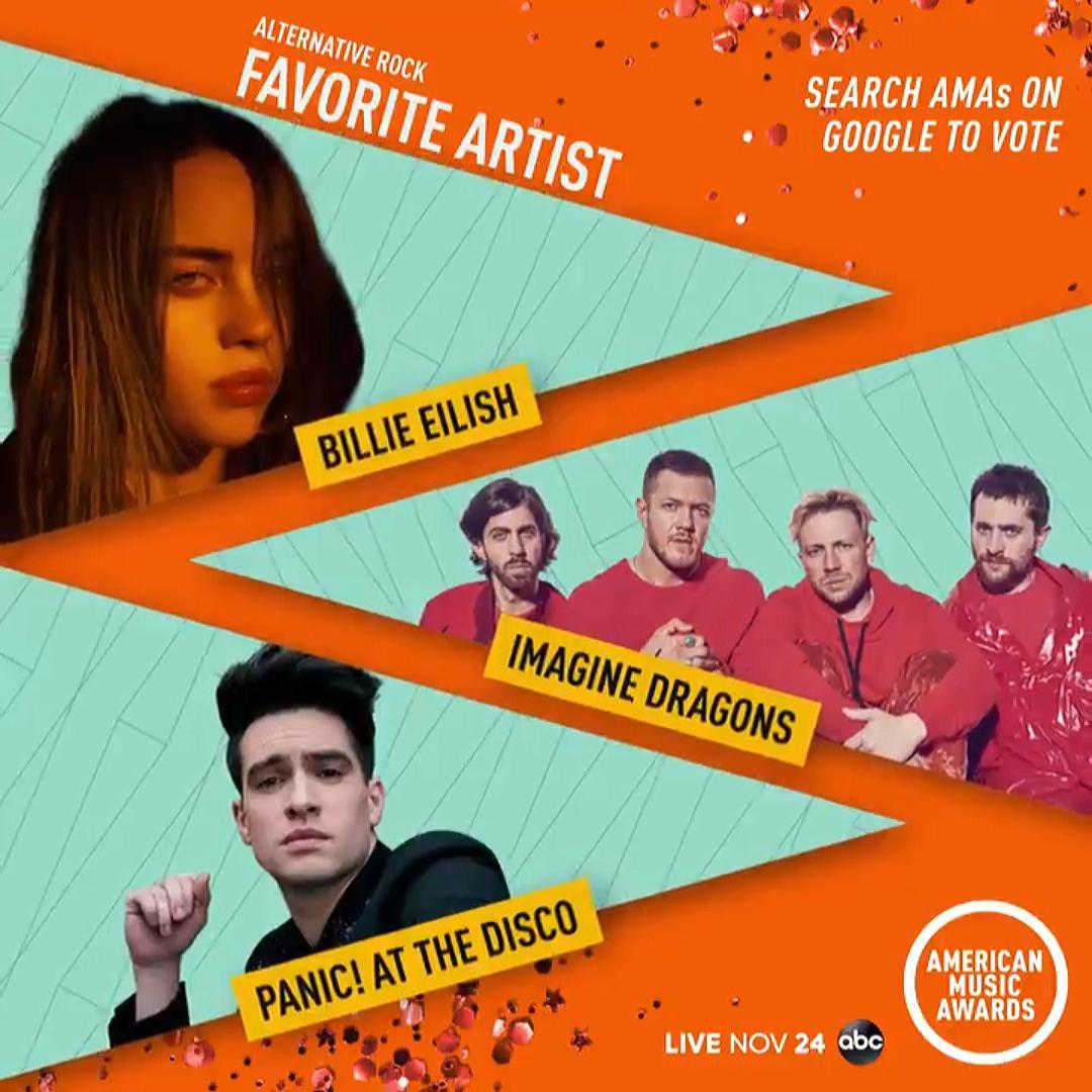 Imagine Dragons are nominated for "Favorite Artist Alternative Rock" on American Music Awards ...