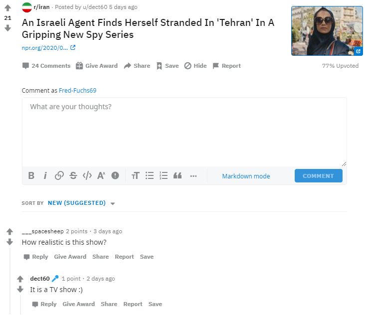 Imagine going on an Iranian subreddit and shilling for a shill about blowing up Iran | Scrolller