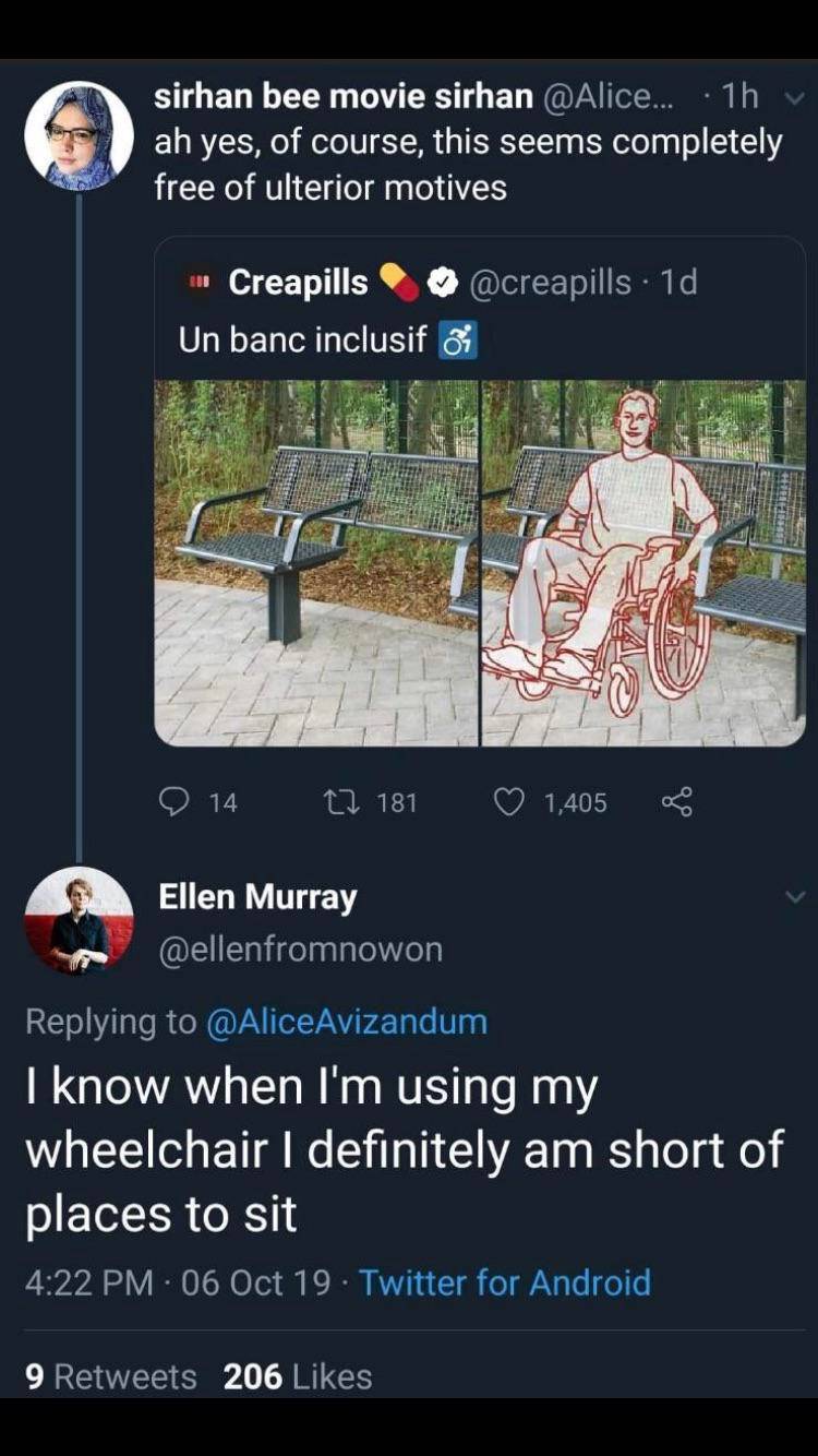 "Inclusive" benches | Scrolller