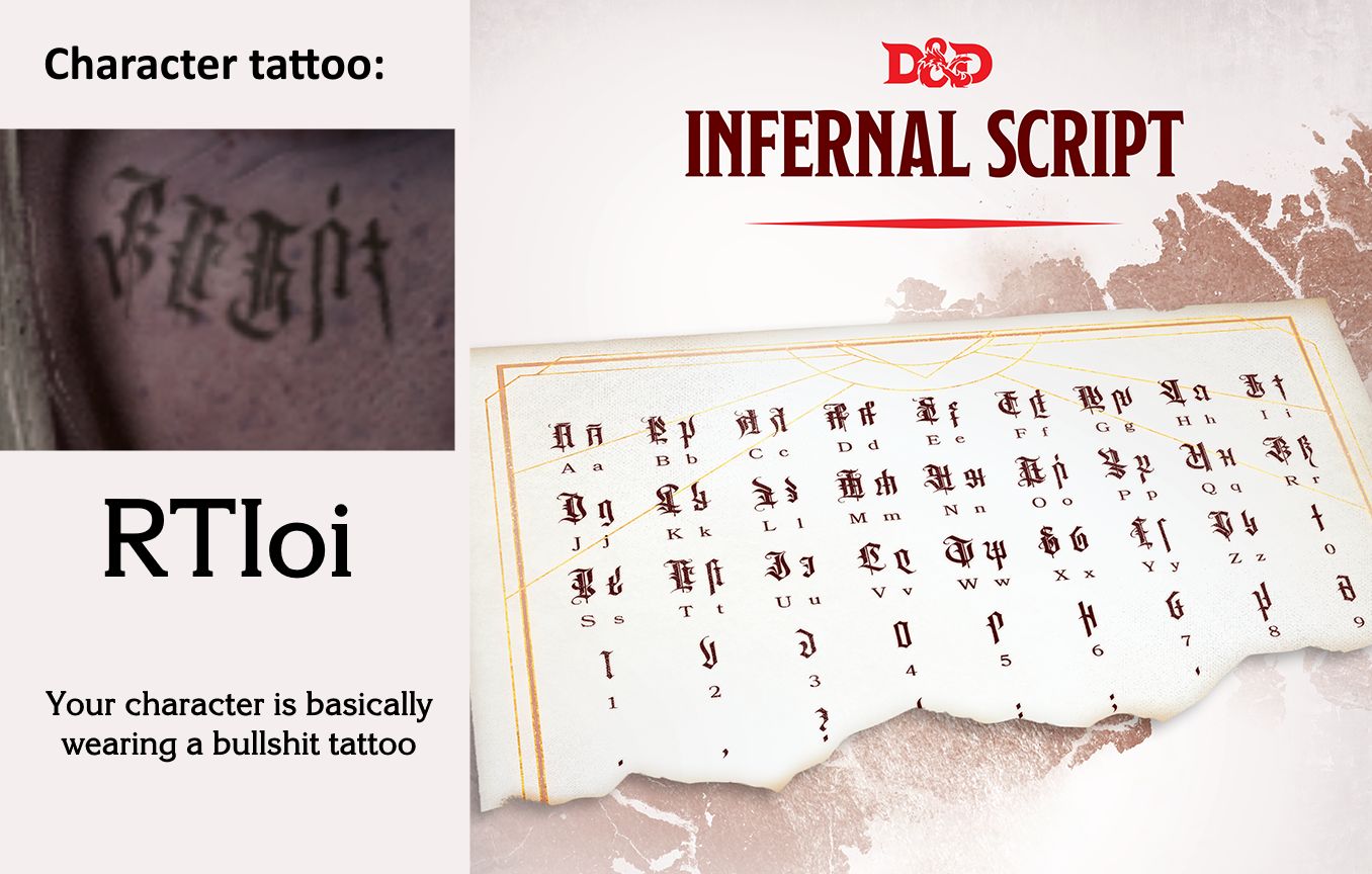 Infernal tattoo in character creation translated | Scrolller
