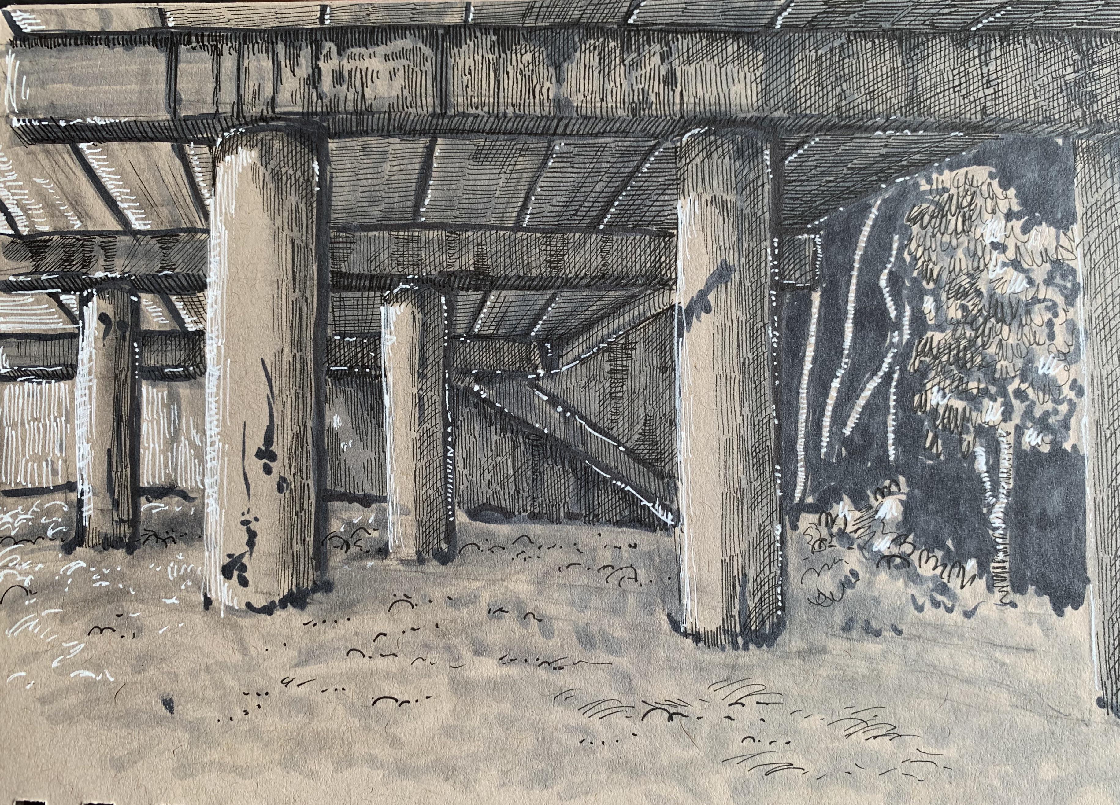 Ink sketch from under the local bridge | Scrolller