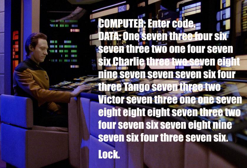 Insane security code. Looks like Data does not like fives very much! lol | Scrolller