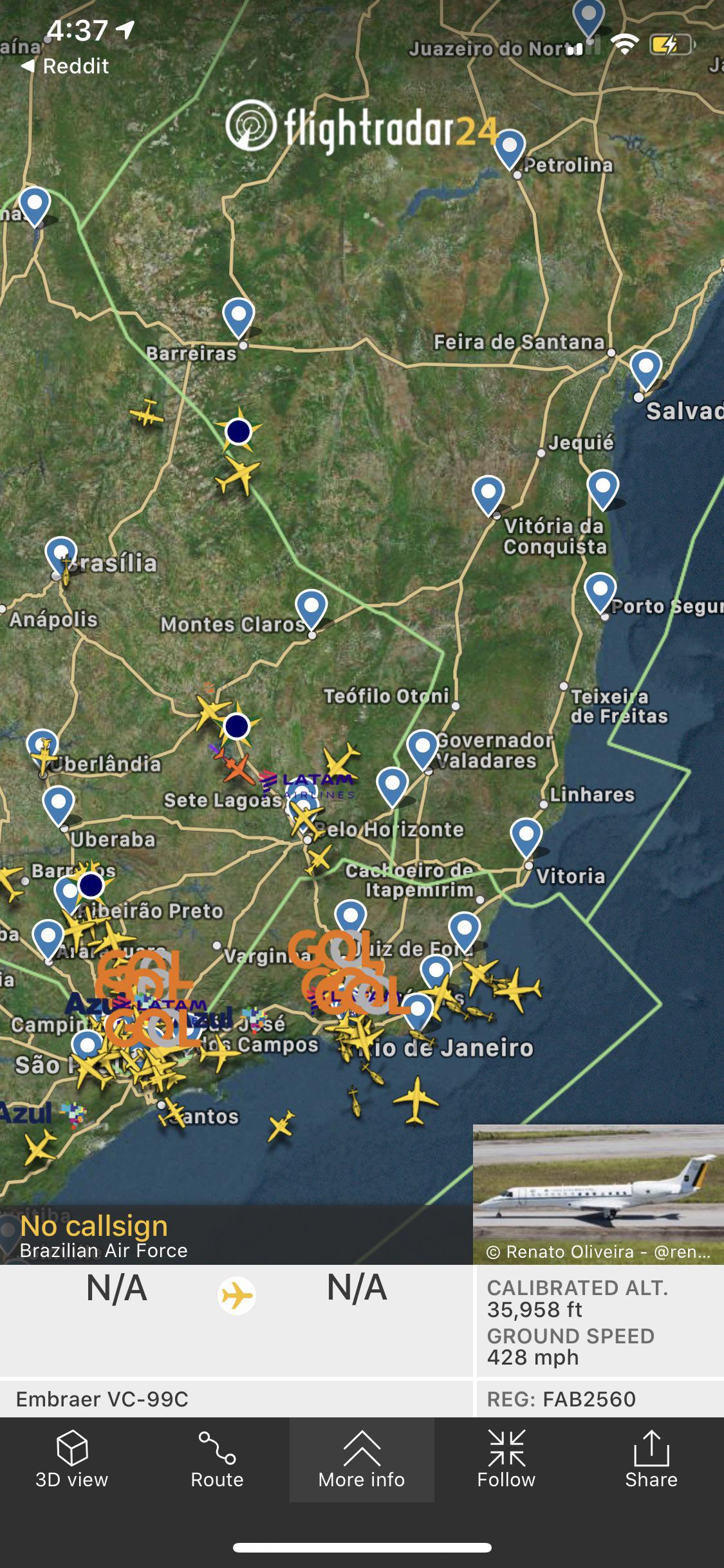 Is something going on again in Brazil? - Flight radar: every sun looking symbol is a military ...