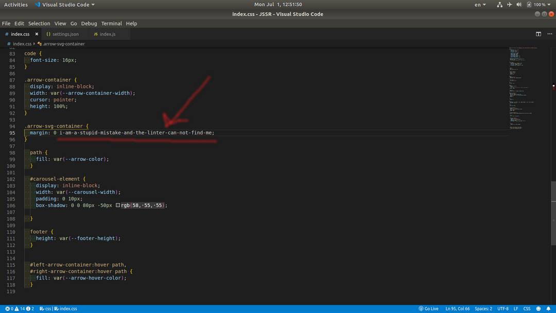 Is there any way to make vs code highlight this simple CSS mistake ? | Scrolller