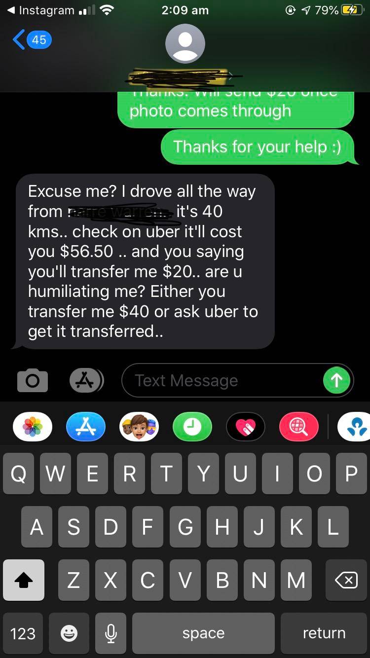 Is this normal? Lost an item and the driver made me pay him $30 through bank transfer for the ...