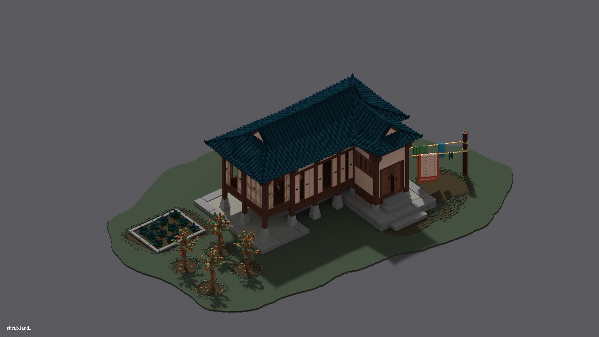 Isometric hanok, a type of traditional Korean house | Scrolller