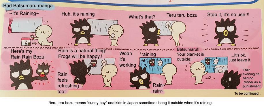 It's Raining, a Badtz-Maru comic (90s Strawberry News) | Scrolller