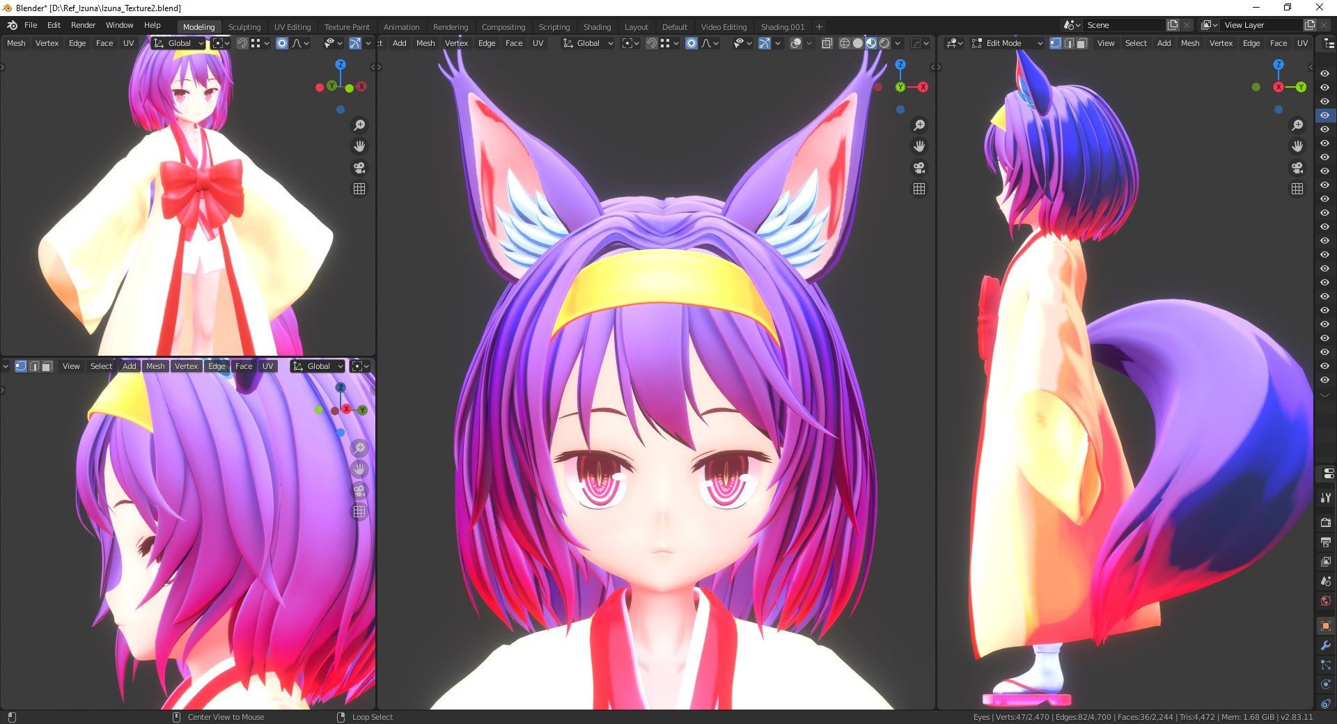Izuna-tan 3D model wip | Scrolller
