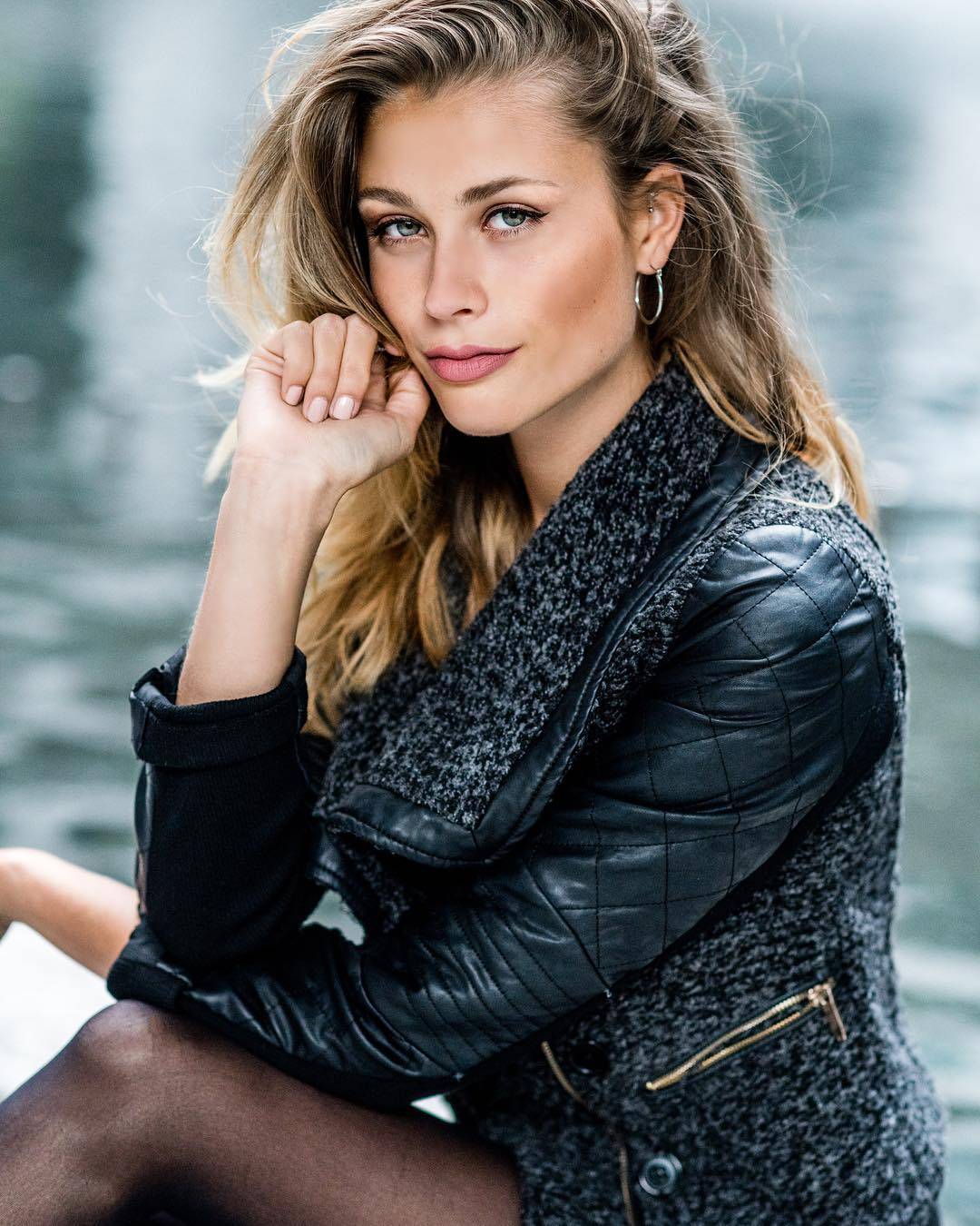 Janina Villgratter in leather and pantyhose | Scrolller