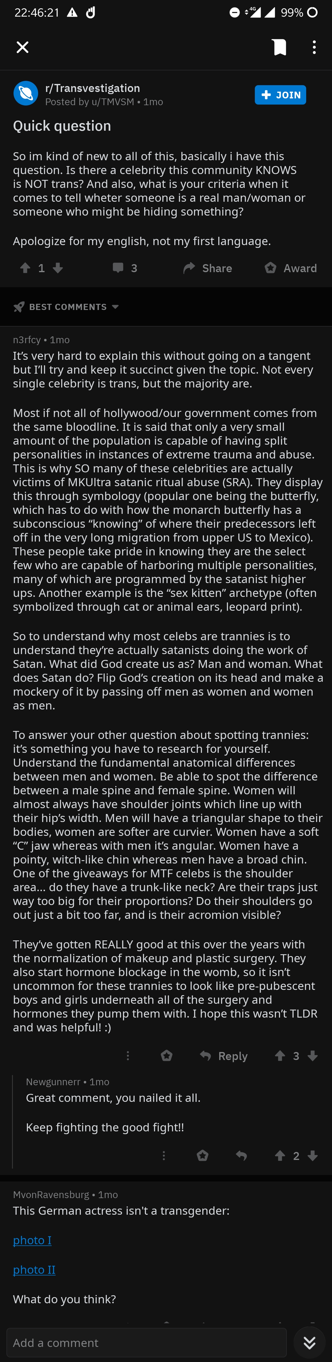 Jesus fuck this sub is the true definition of insane. Btw, that comment wasn't written with any ...