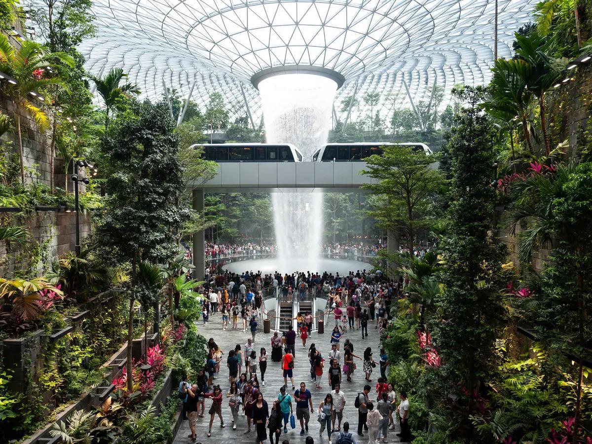 Jewel Is a indoor forest and 40 meter waterfall inside terminal 1 at Changi airport in Singapore ...