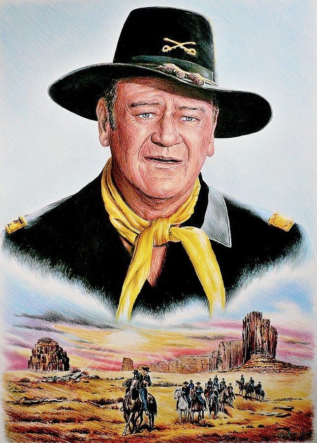 John Wayne Drawing - The Duke U.s.cavalry by Andrew Read | Scrolller