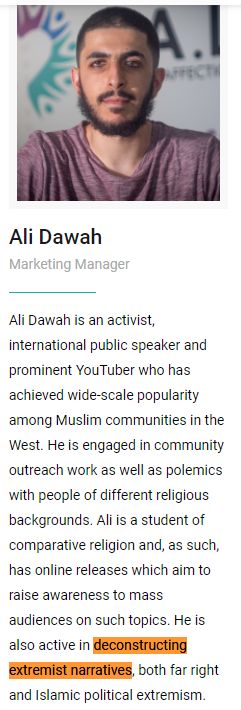 Joke of the year. Ali dawah is deconstructing extremism. | Scrolller