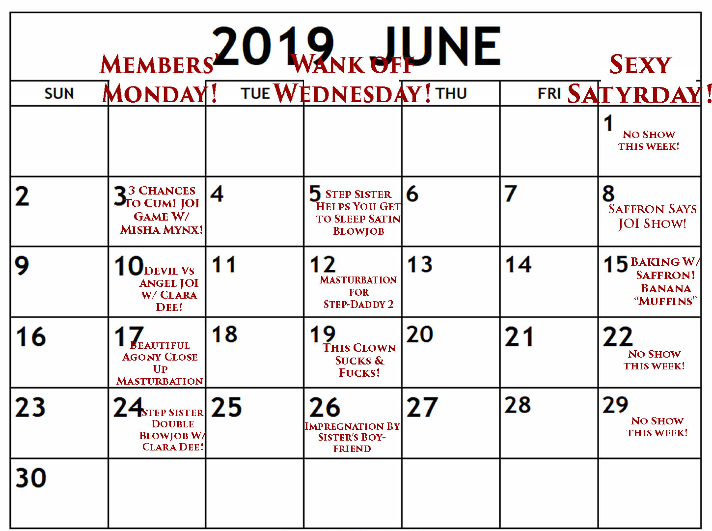 June 2019 Content Calendar! :) | Scrolller
