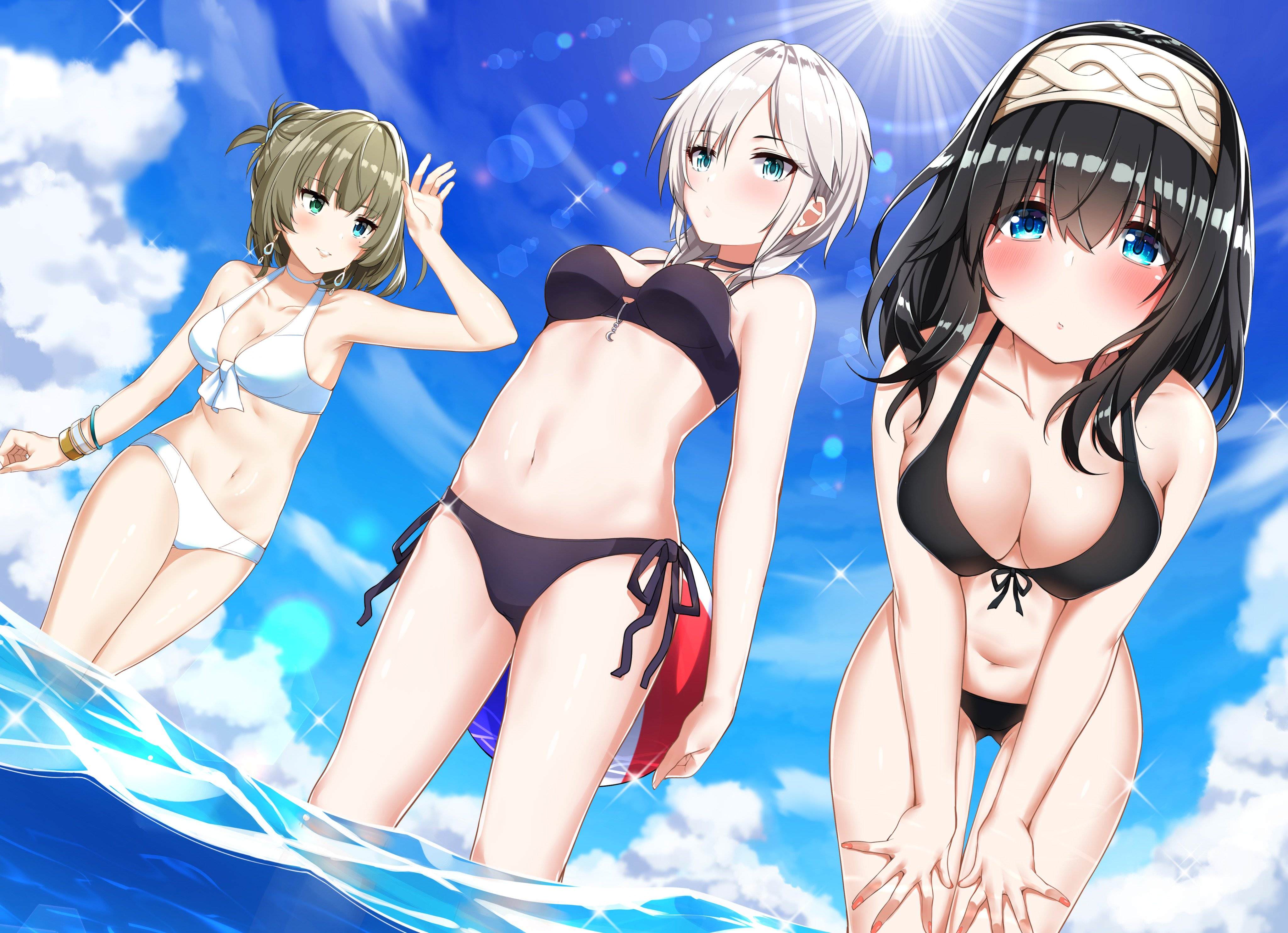 Kaede, Anya, and Fumika at the Beach [Idolmaster] | Scrolller