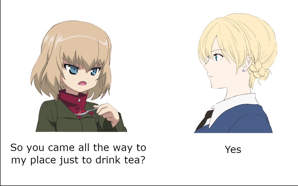 Katyusha and Darjeeling in episode 8. | Scrolller