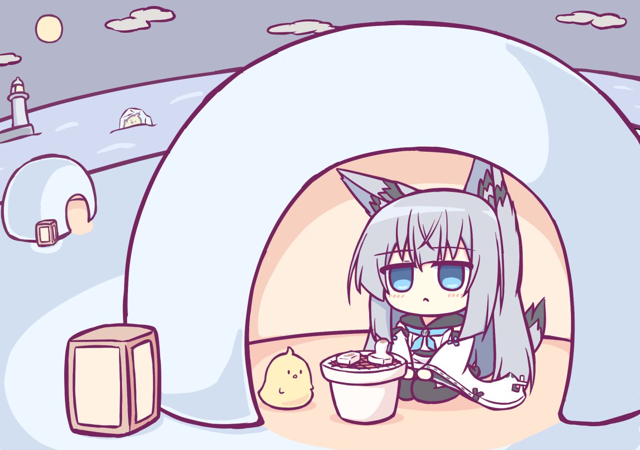 Kawakaze chilling out in a igloo. | Scrolller