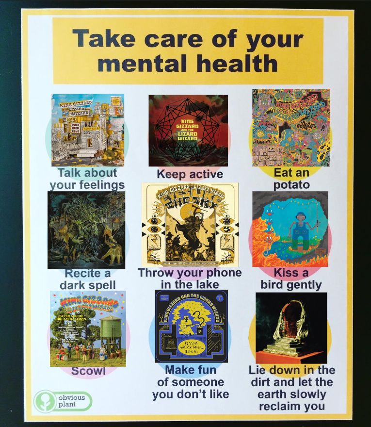 King Gizzard albums as described by this mental health help chart. | Scrolller