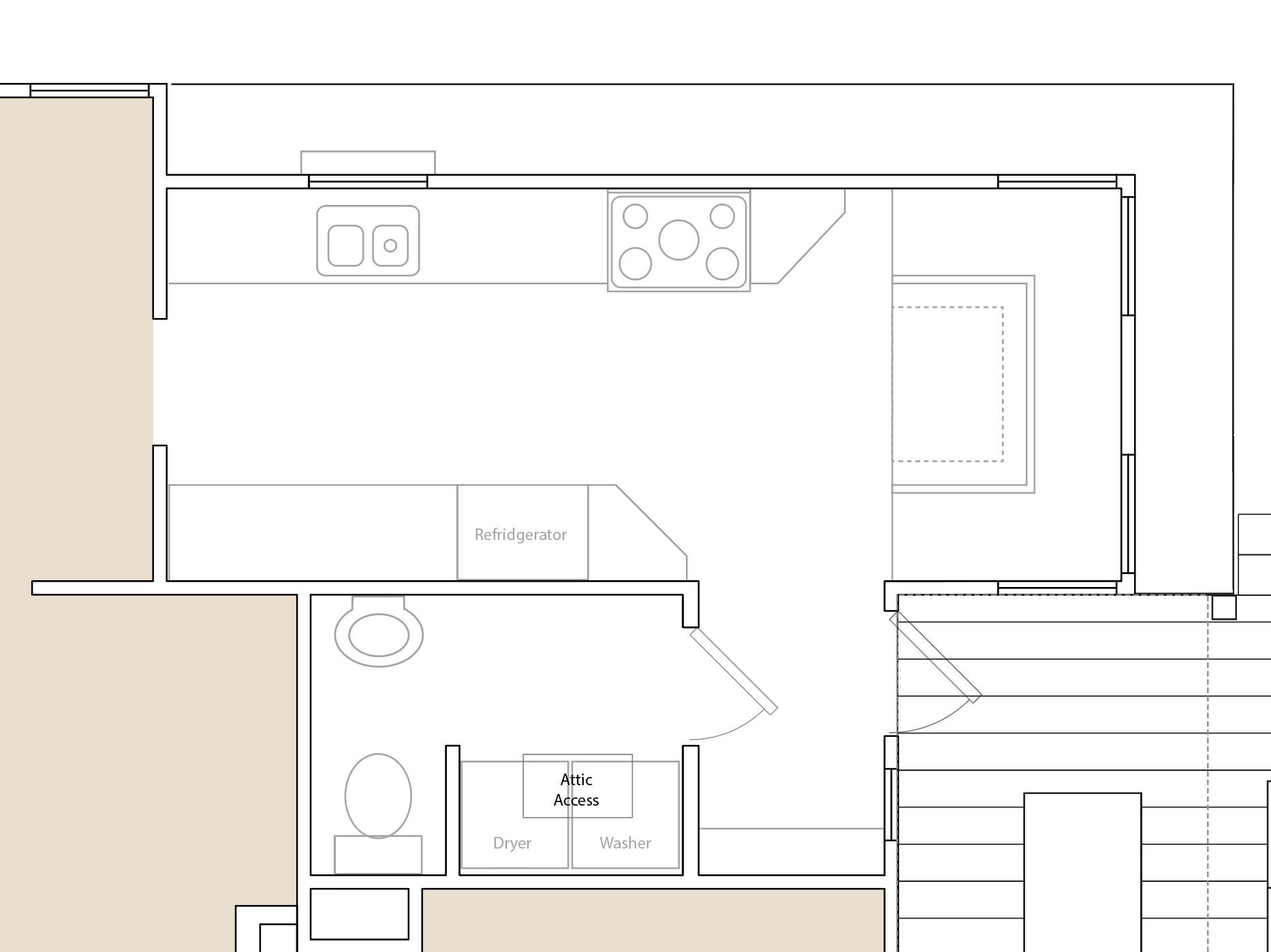 Kitchen, bath, laundry layout? What are your thoughts? Walls generally cannot move, and the sink ...