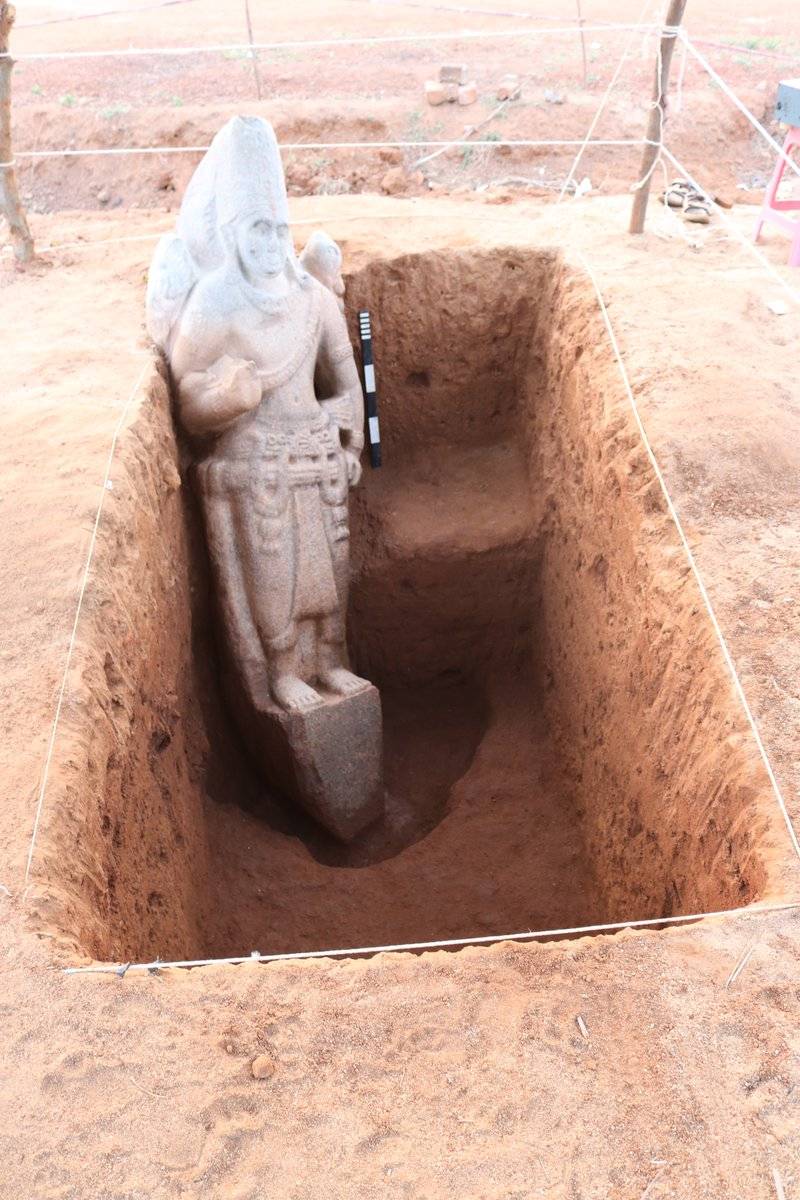 Life Size Sculpture Of Lord Vishnu, 2000 Year-Old Brick Structures Unearthed By ASI Through ...