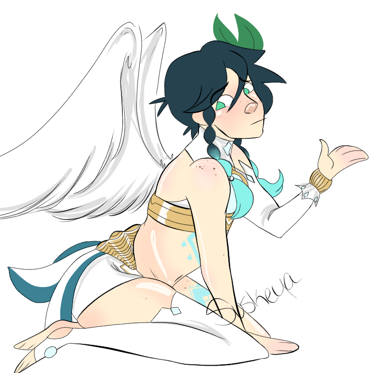 Little sketch of Venti in his God outfit 😳 lemme tell you this outfit is very confusing to draw ...