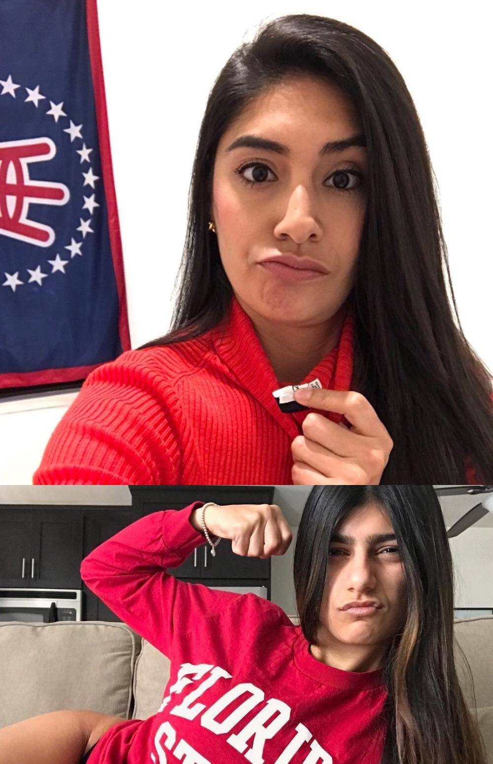 The Liz/Mia Khalifa comparisons go past the glasses. | Scrolller