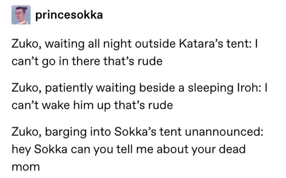 Lol zuko. | Scrolller