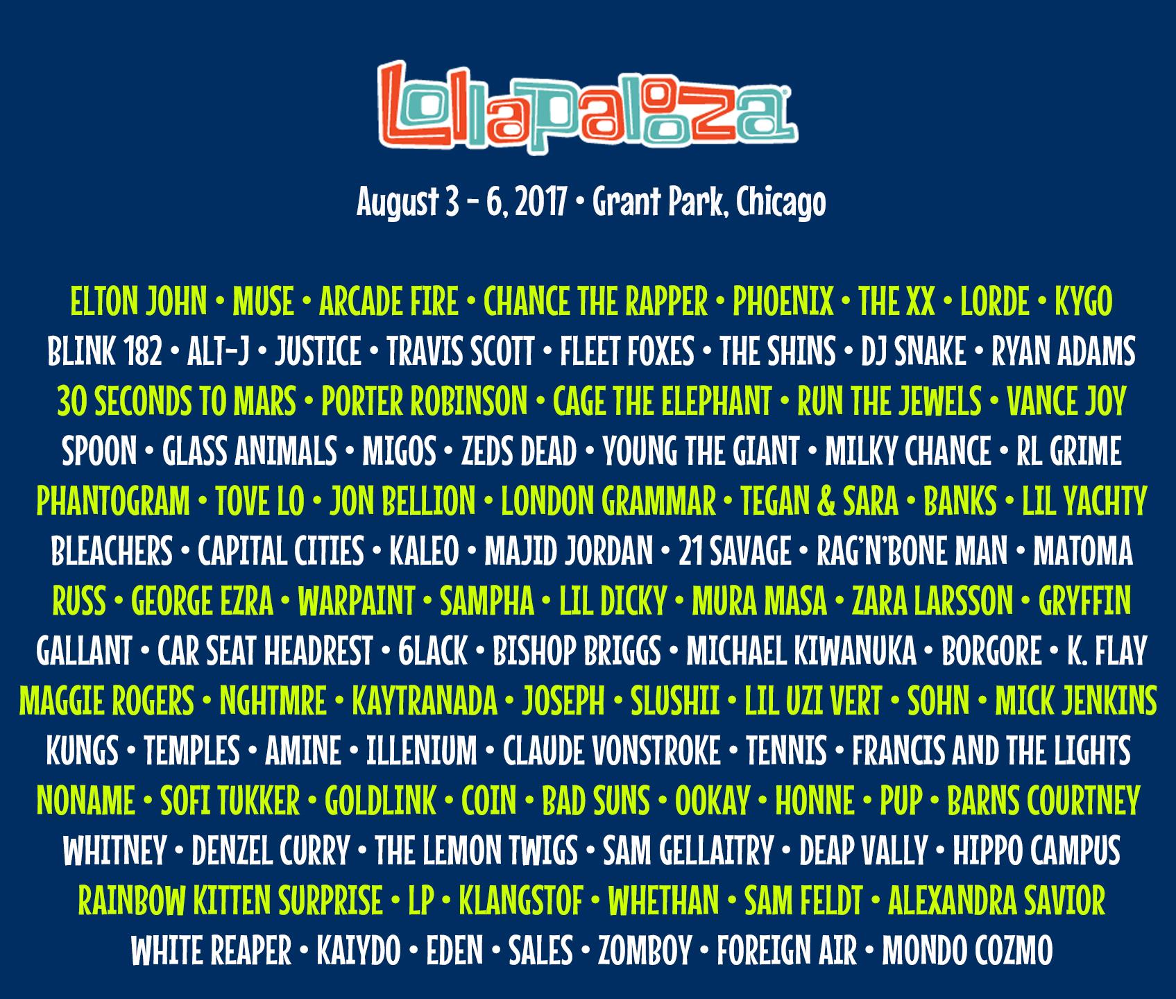 Lollapalooza 2017 Mock-Lineup (thoughts?) | Scrolller