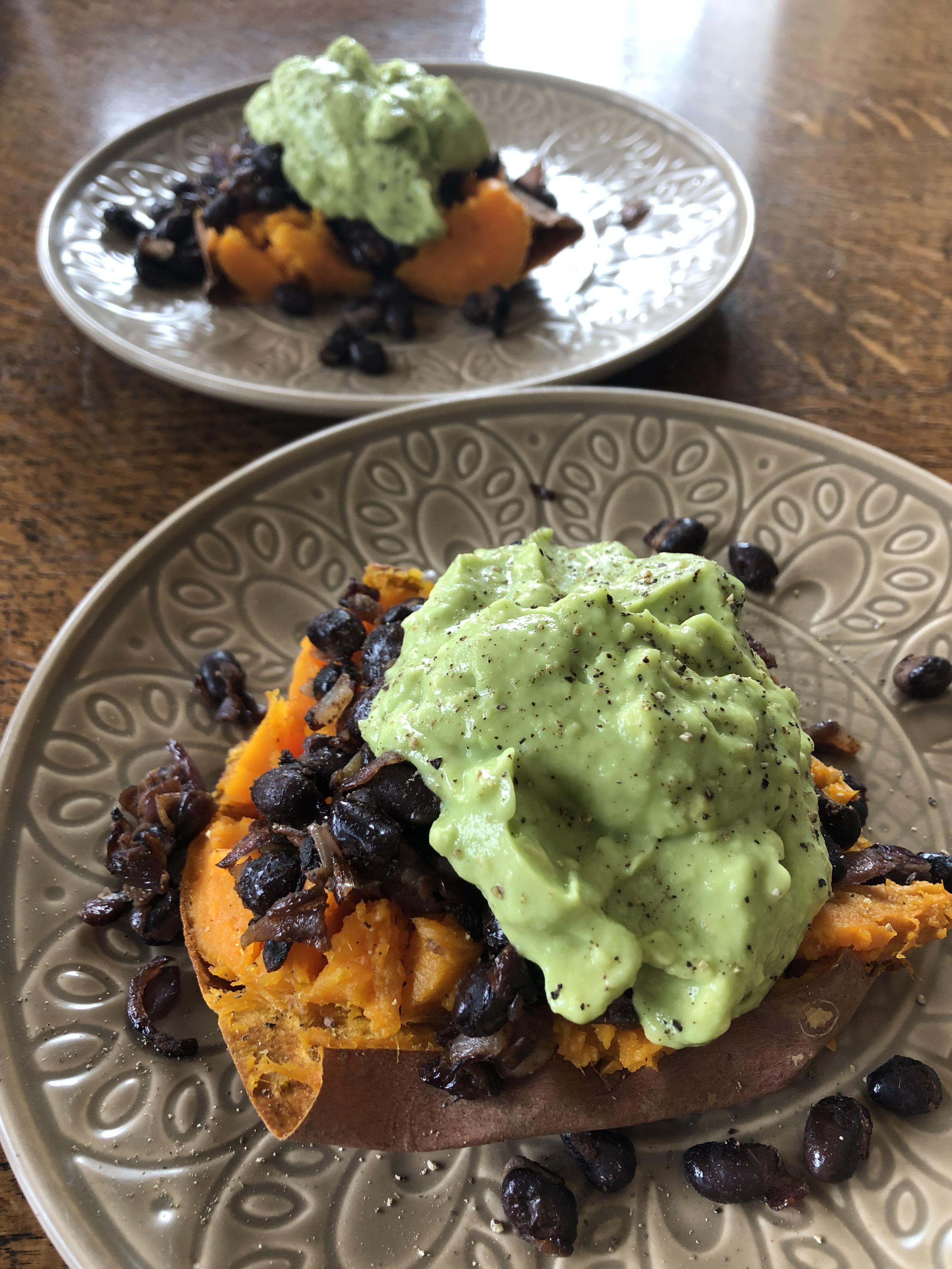 Lunch for two! Sweet potato, black beans and avocado ‘crema’ 😋 | Scrolller