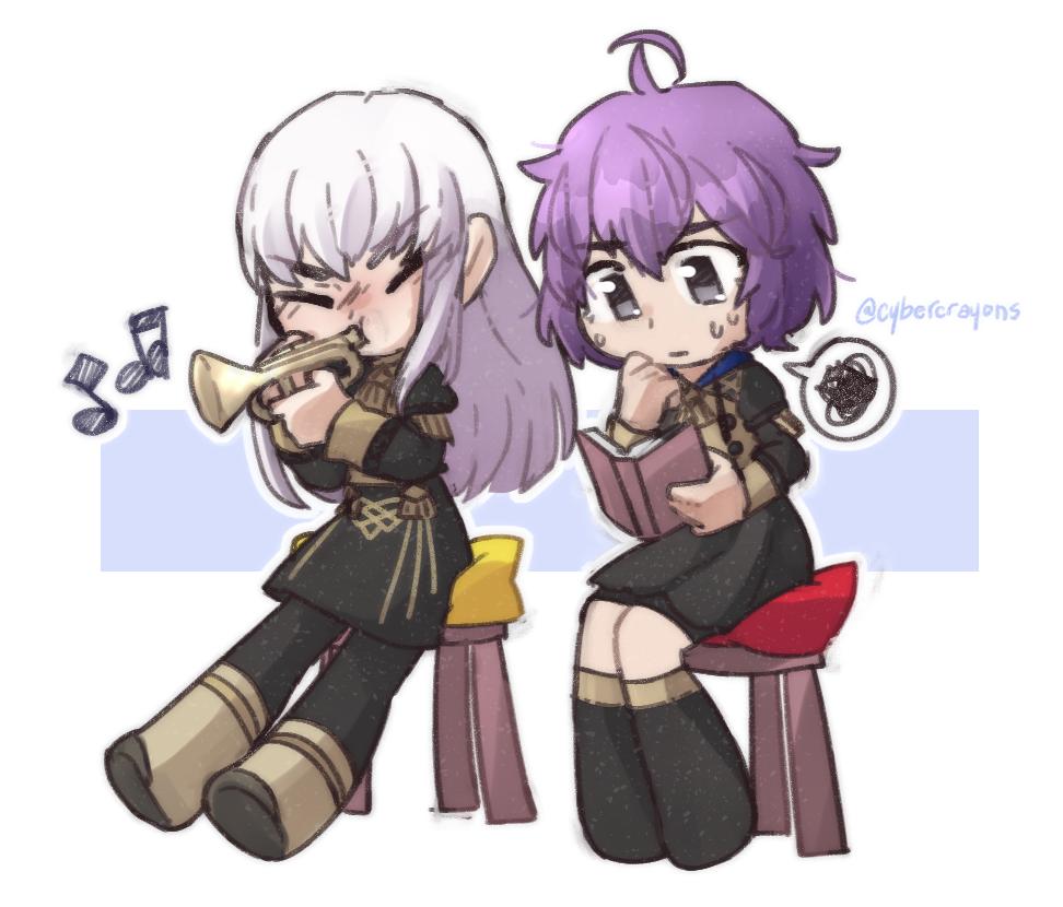 Lysithea and Bernadetta learning how to play instruments | Scrolller