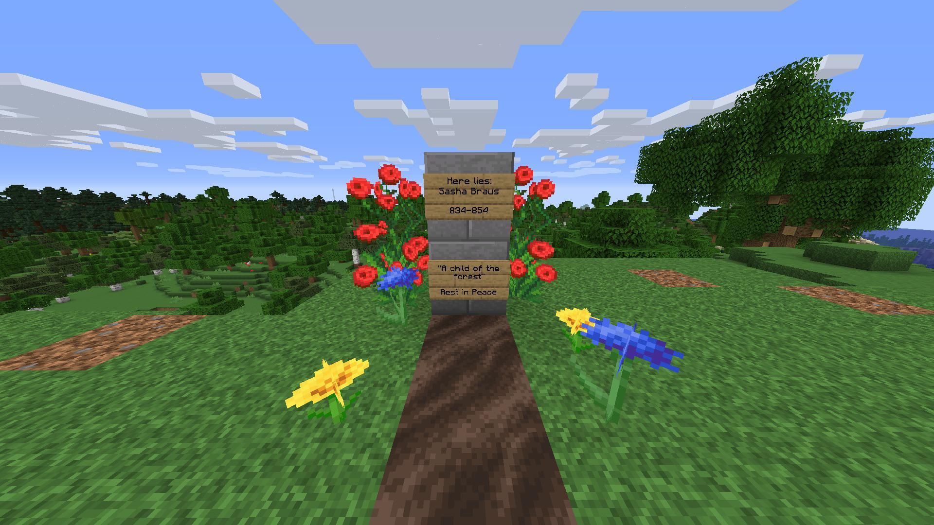 Made a little monument for Sasha in my Minecraft SMP server, thought u guys might appreciate ...