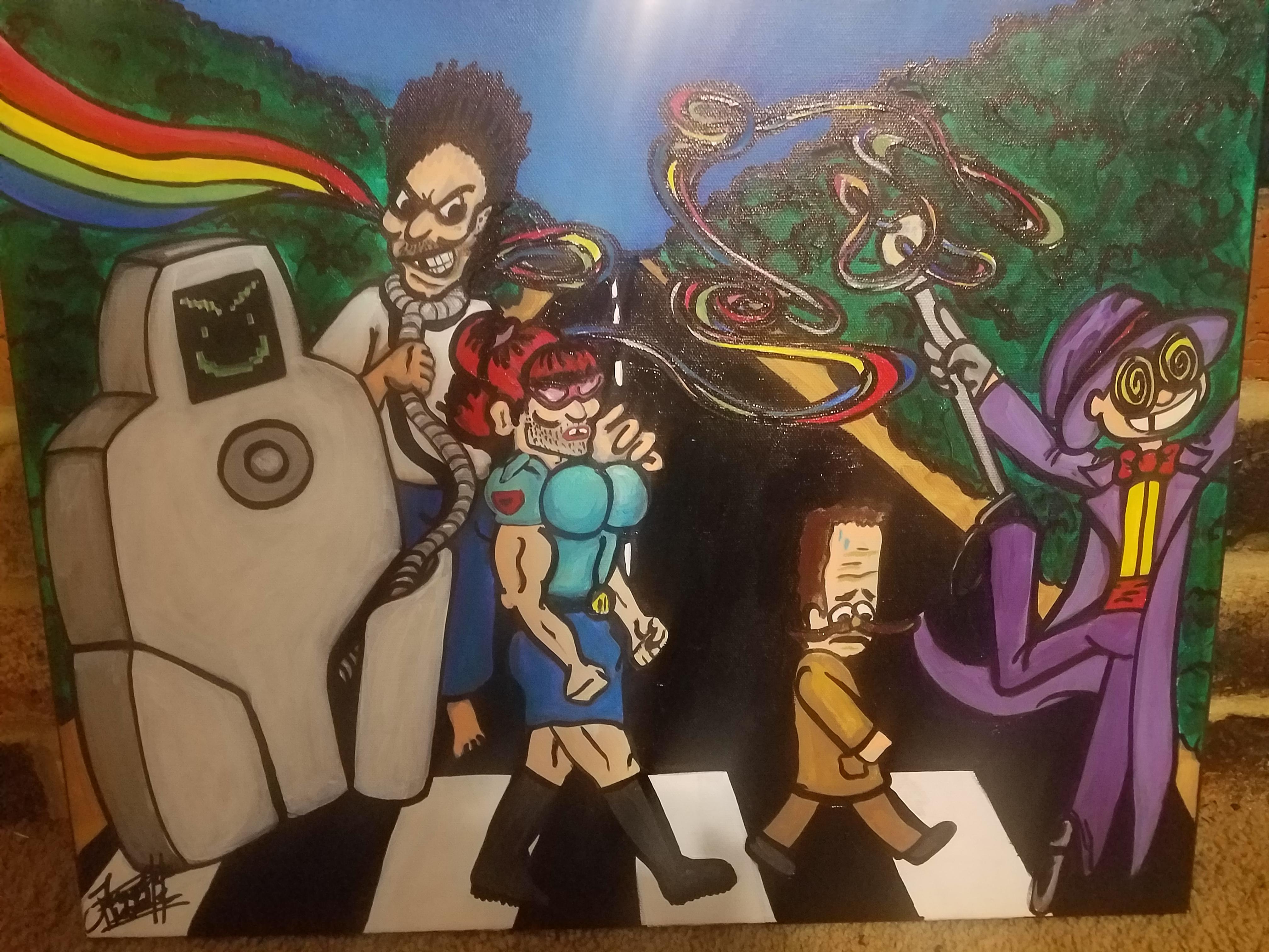 Made a Superjail Abby Road crossover painting for my husband. | Scrolller