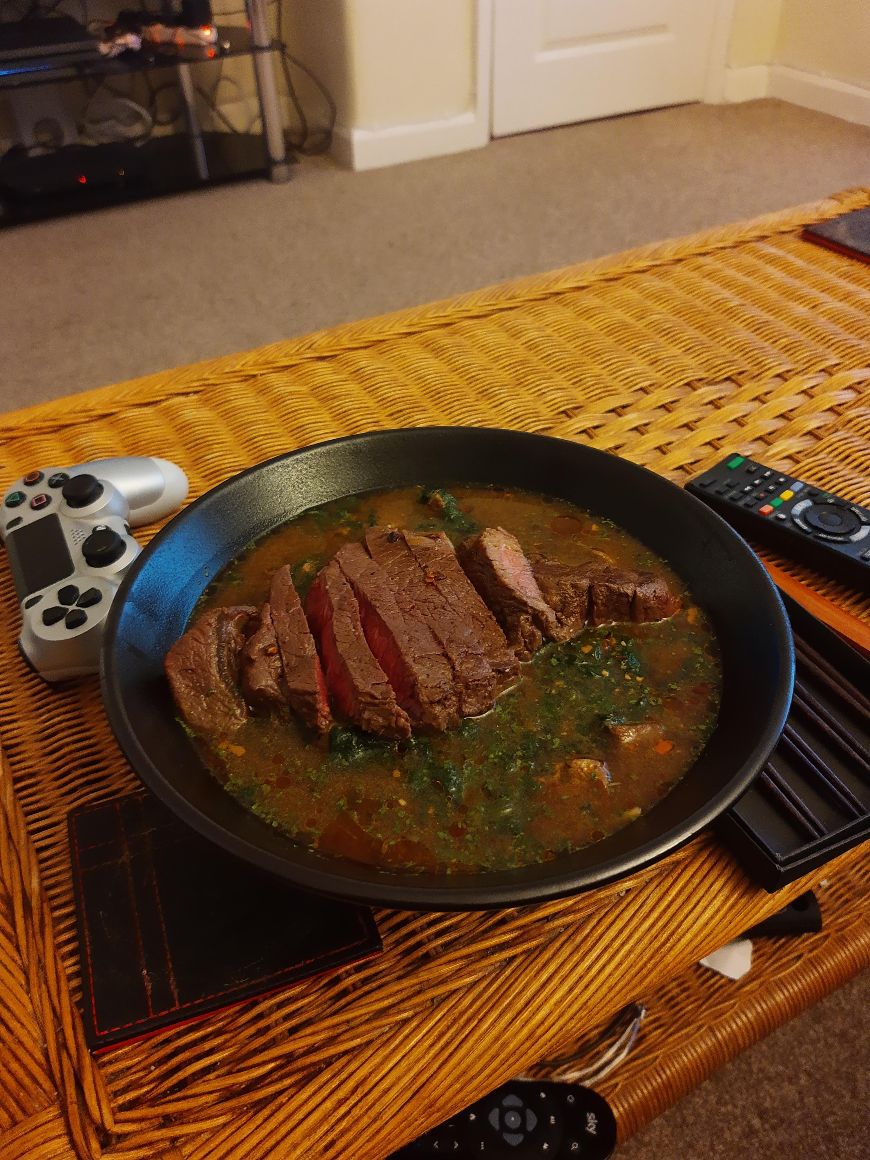 Made Beef miso ramen topped with rare steak last night. Was delicious! | Scrolller